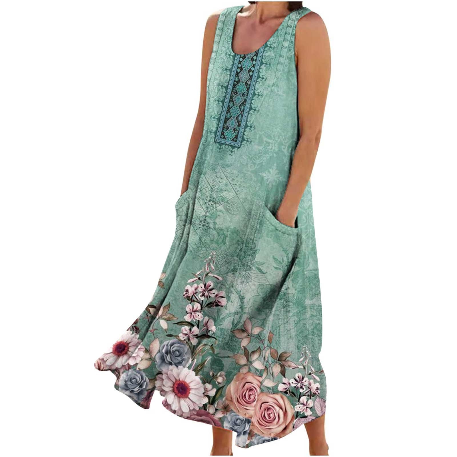 YOTAMI Summer Cotton Linen Dresses for Women Clearance Plus Size ...