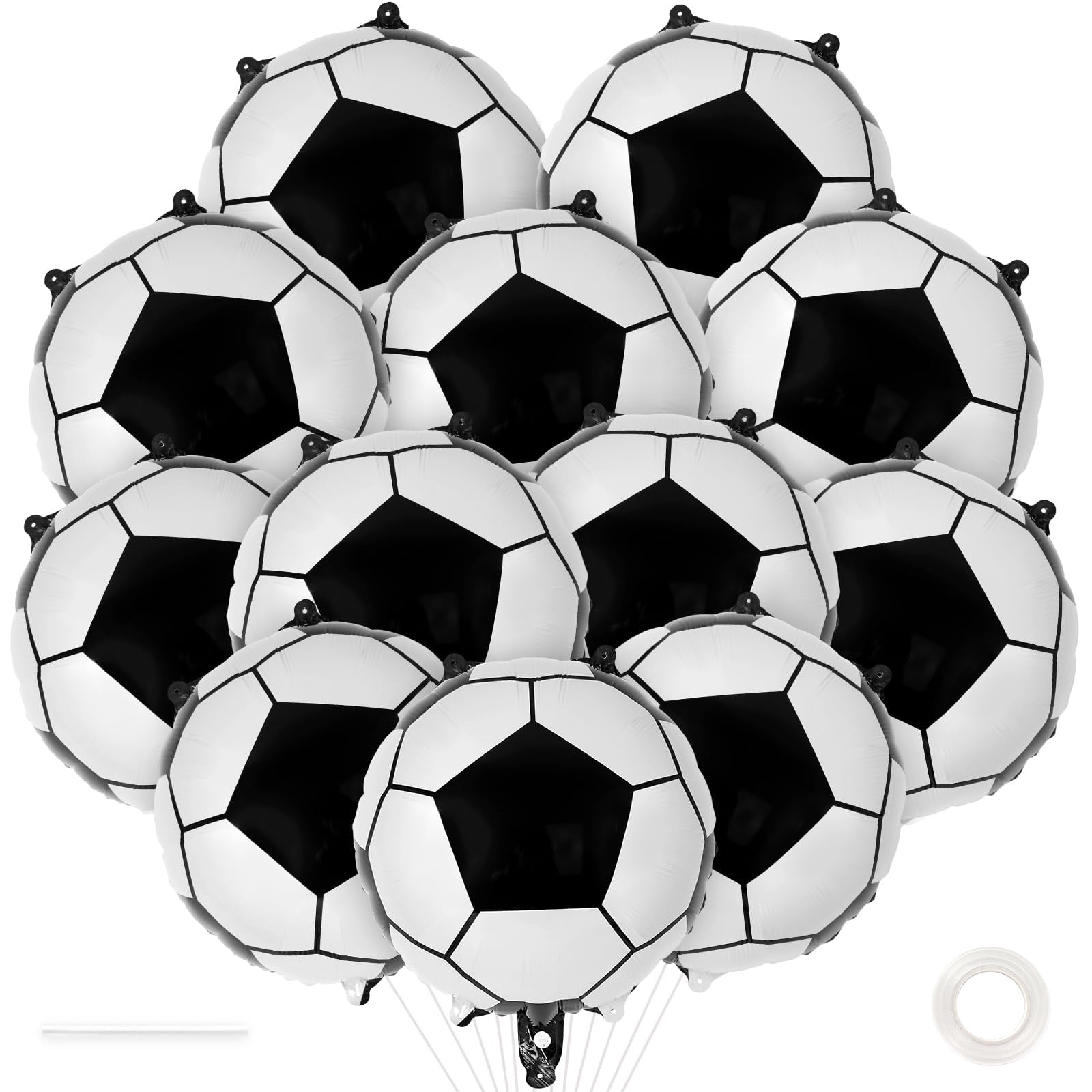 YOTHORN 12 Pcs Soccer Balloons, 18 KKS1 Inch Foil Mylar Helium Balloons ...