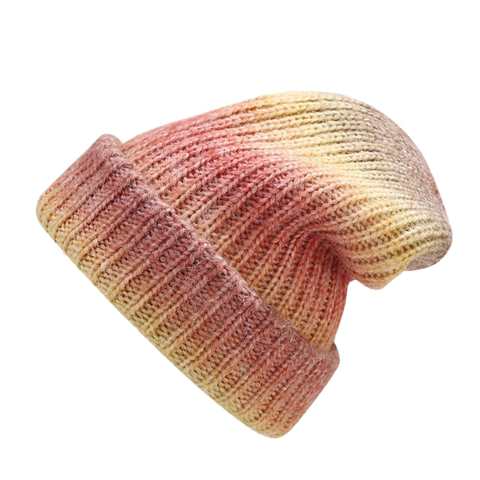 YOTMKGDO Beanie, Hat Warm Chunky Cable Knit Rainbow Hats Soft Stretch ...