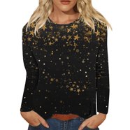 Hibeli Women Semi Sheer Mesh See Through Stars Long Sleeve Glitter ...