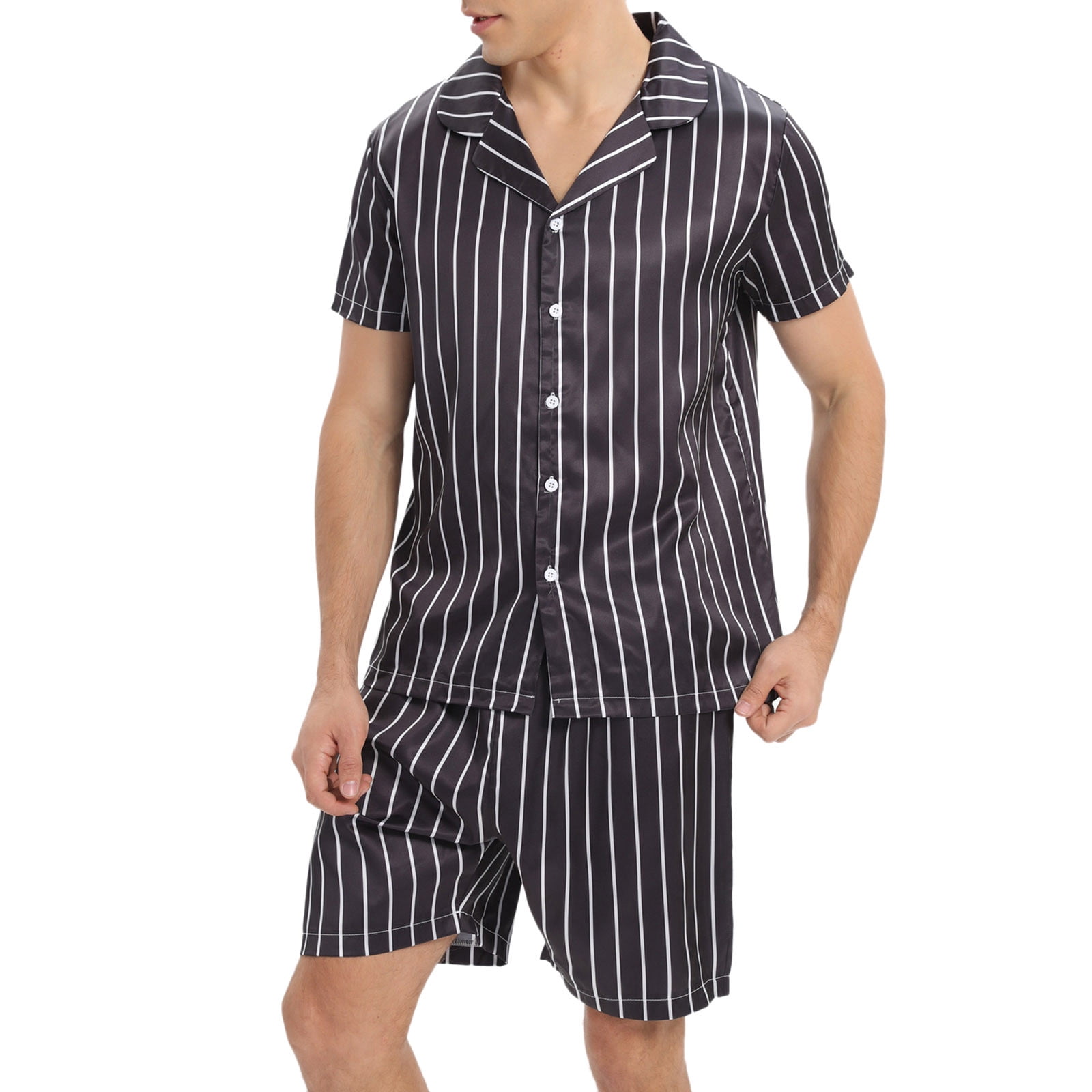 YOTMKGDO Mens Pajamas Set Mens Shorts Men's Solid Suit Short Sleeve ...
