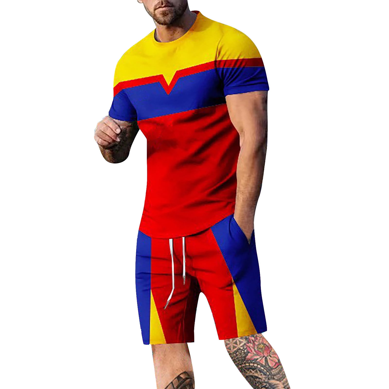 Yotmkgdo Mens Shirts Mens Shorts Mens 3d Short Sleeve Suit Shorts