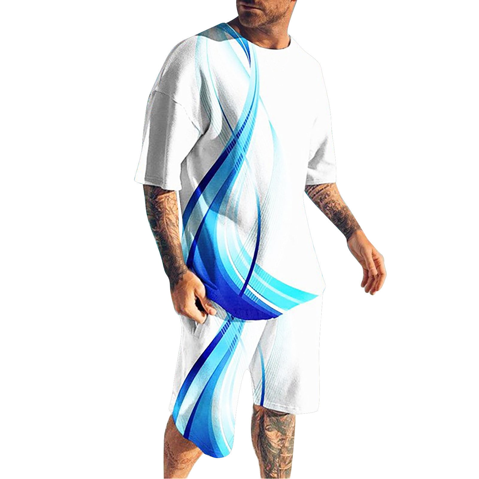 Yotmkgdo Mens Shirts Mens Shorts Mens 3d Short Sleeve Suit Shorts