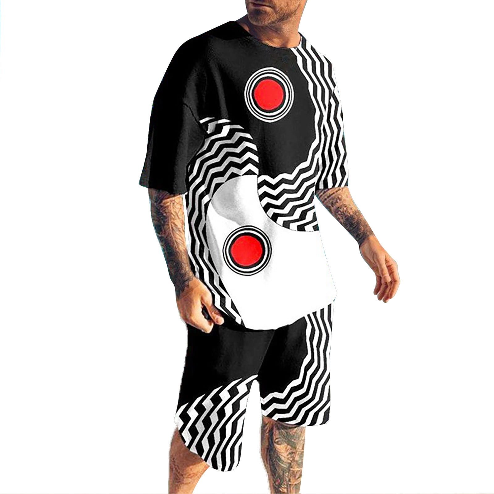 Yotmkgdo Mens Shirts Mens Shorts Mens 3d Short Sleeve Suit Shorts