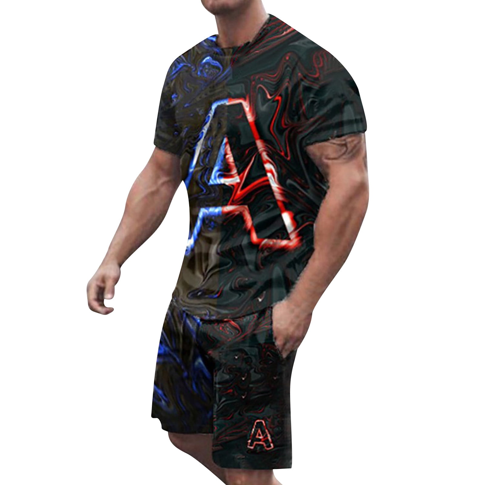 Yotmkgdo Mens Shirts Mens Shorts Mens 3d Short Sleeve Suit Shorts