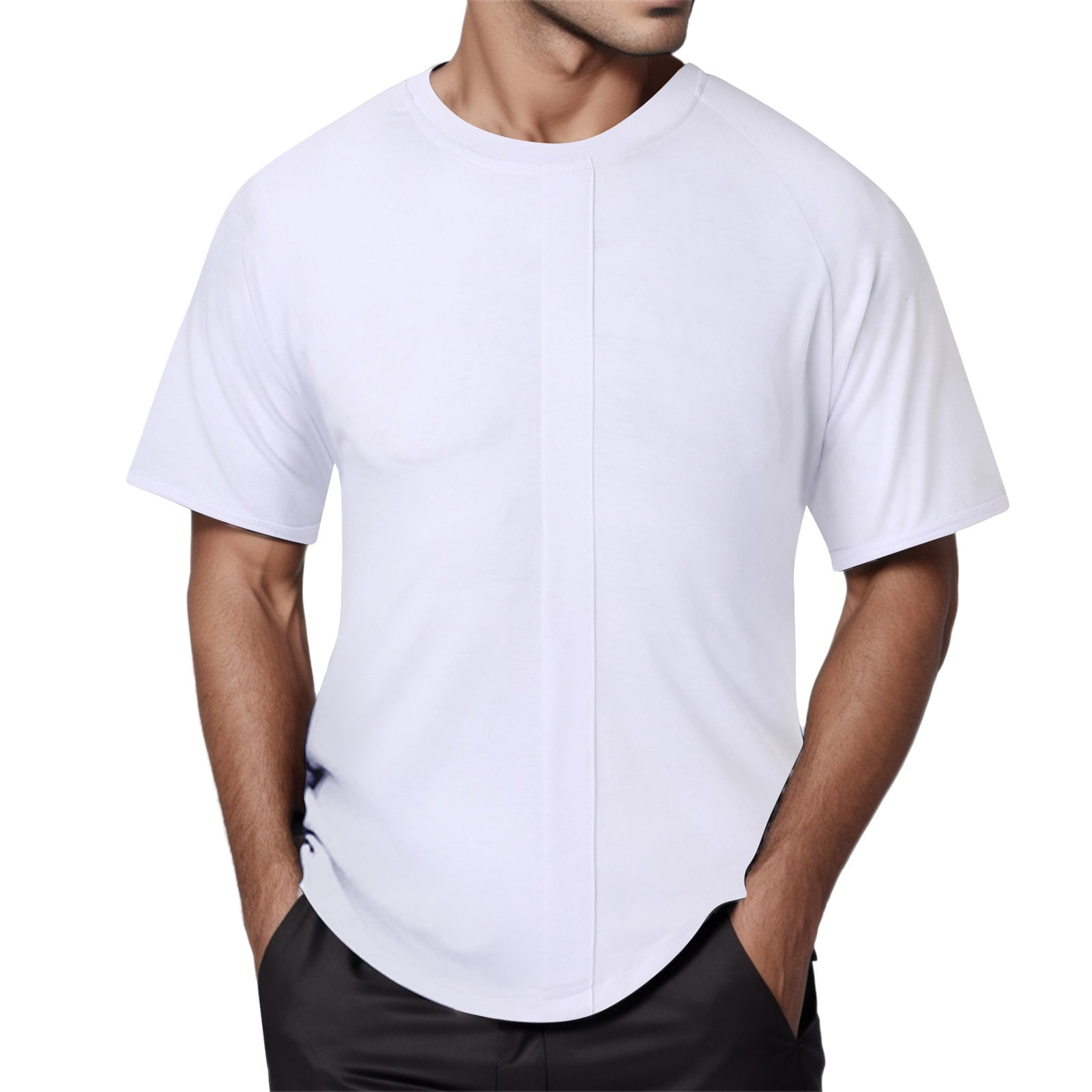 Yotmkgdo Mens T Shirts Mens Summer Short Sleeve T Shirt Solid Color