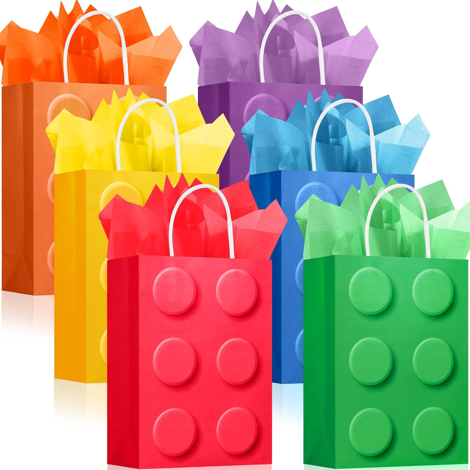 YOTNUS 𝟮𝟰 𝗣𝗰𝘀 Building YYF14 Block Party-Favor-Gift-Bags with Tissue ...