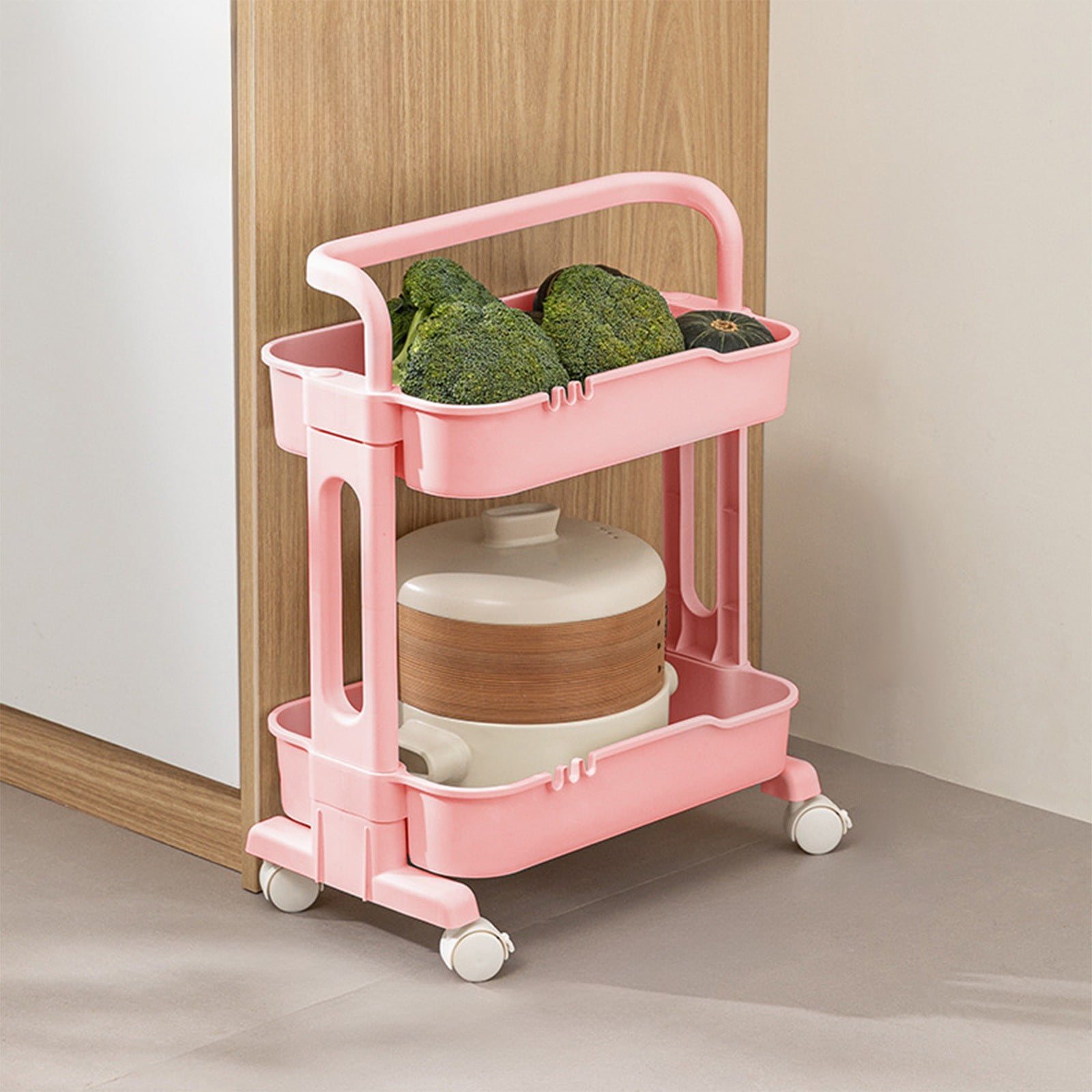 YOTQUSKI 2 Tier Slim Cart, Small Cart, Bathroom Cart, Shelf with Wheels ...