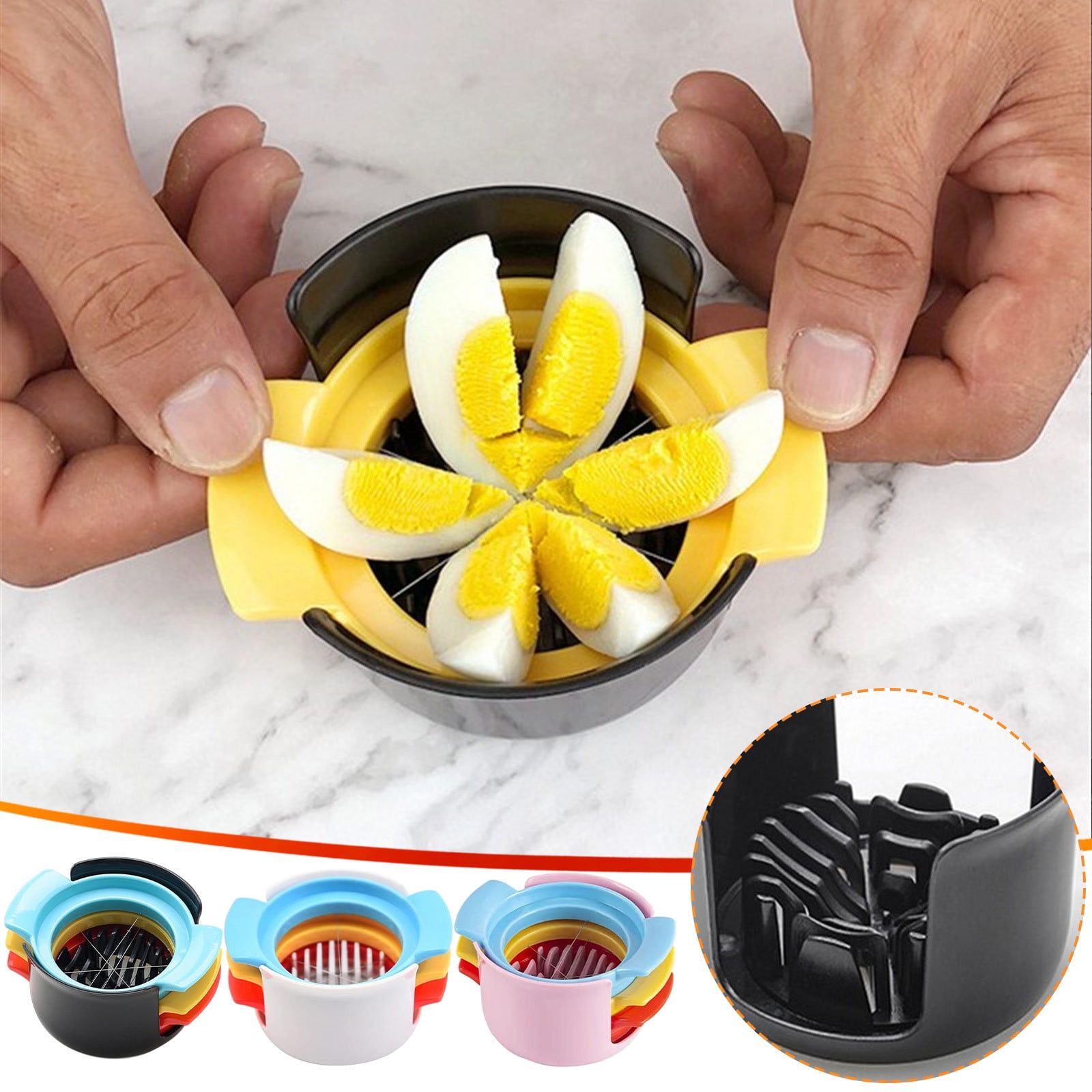 YOTQUSKI 3 in 1 Egg Slicer for Hard Boiled Eggs, Stainless Steel Wire ...