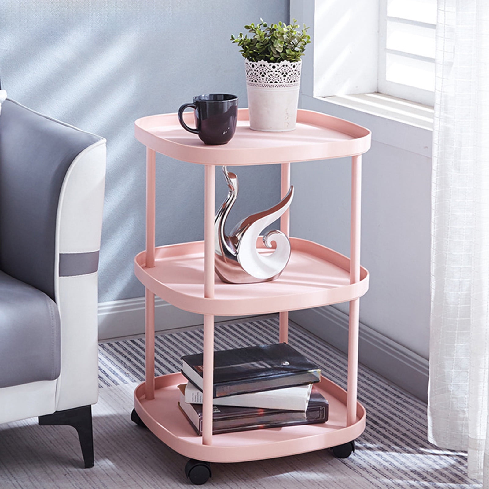 YOTQUSKI 3 Tier Table with Wheels, Accent Table, End Tables, Side ...