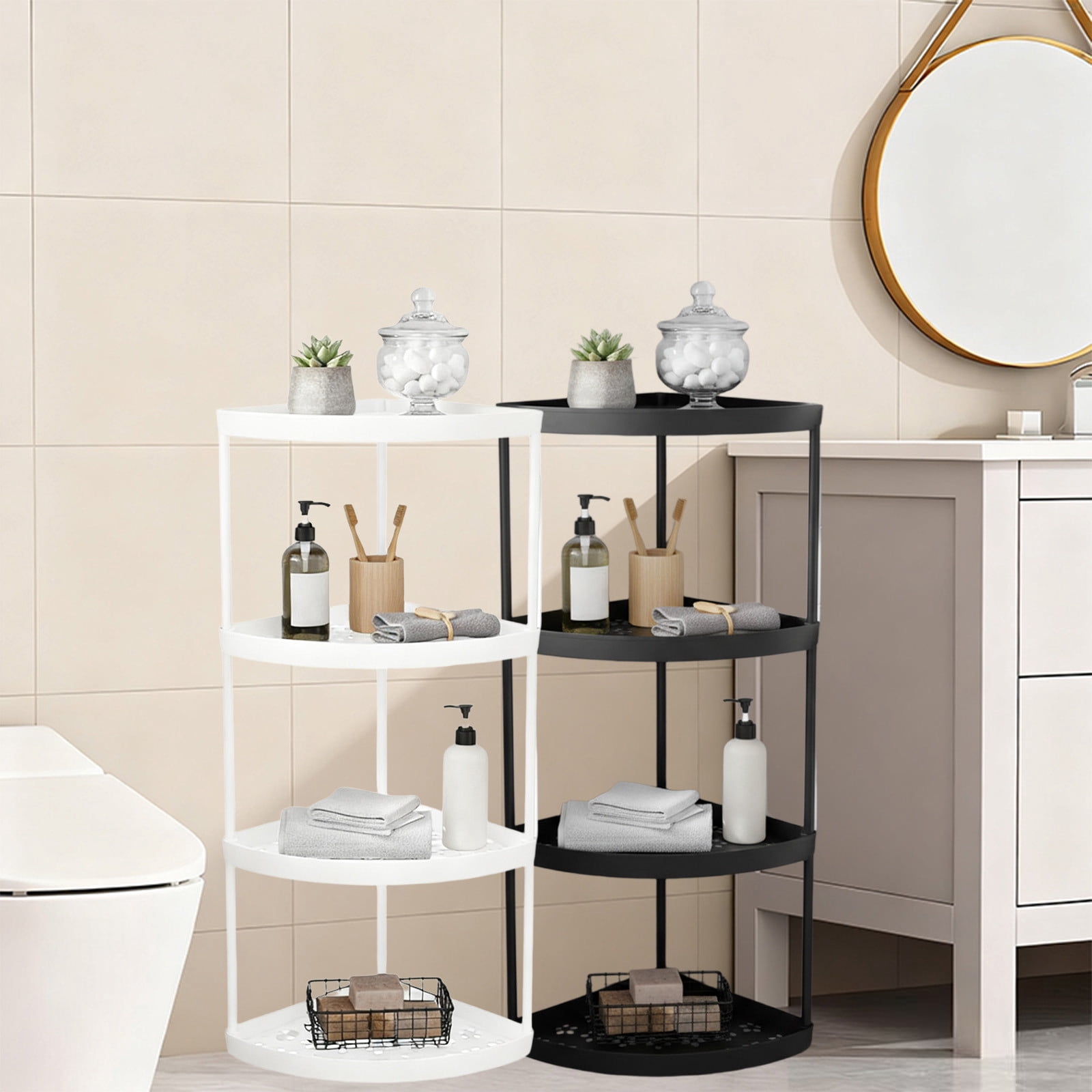 YOTQUSKI 4 Tier Corner Shelf Stand, Bathroom Corner Shelf, Plastic ...