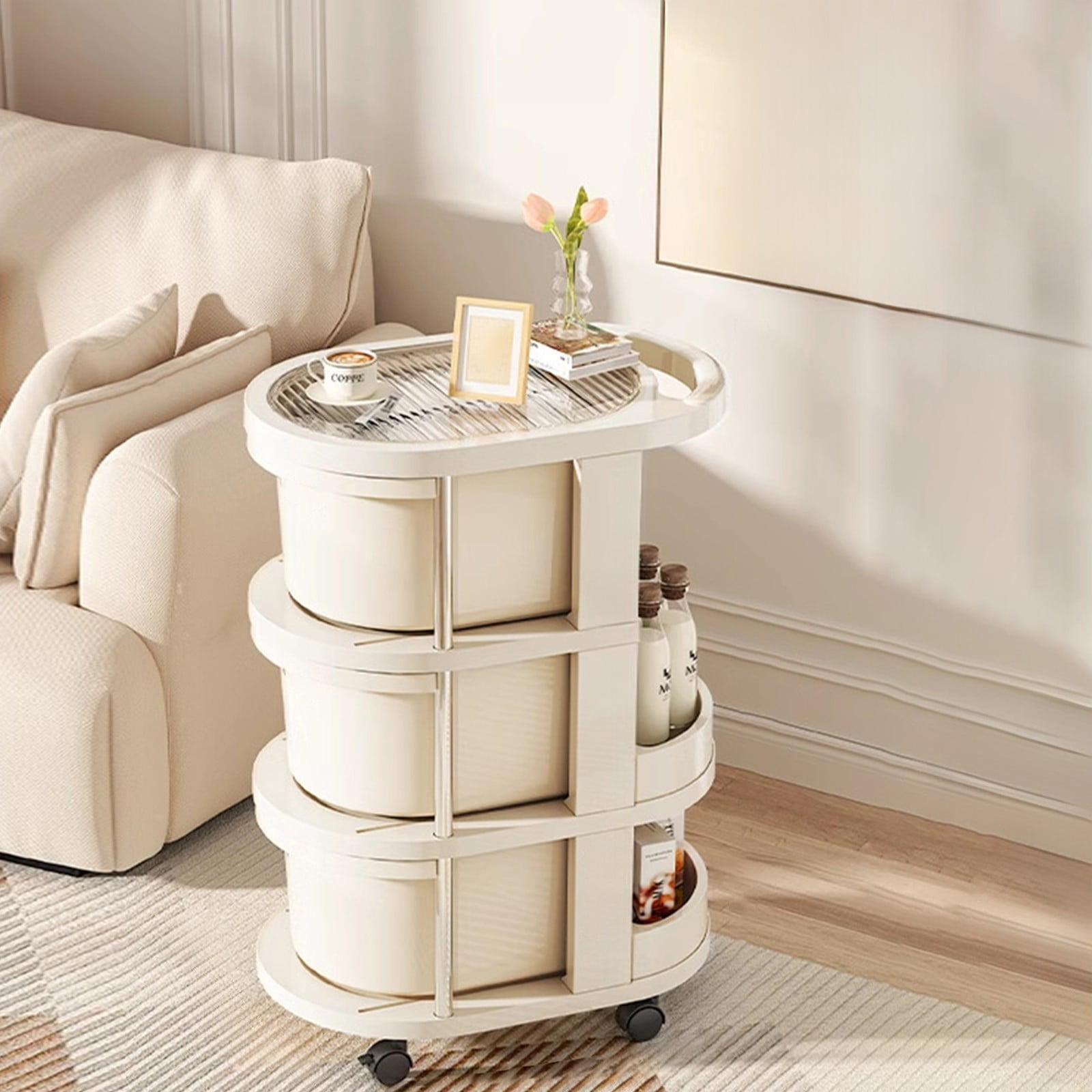 YOTQUSKI 4 Tier Rolling Cart with Drawers, Organizer Cart, Book Toy ...