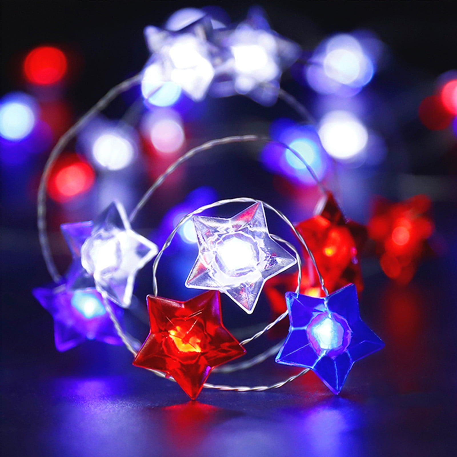 YOTQUSKI 4th of July Decorations Red White and Blue String Lights,LED ...