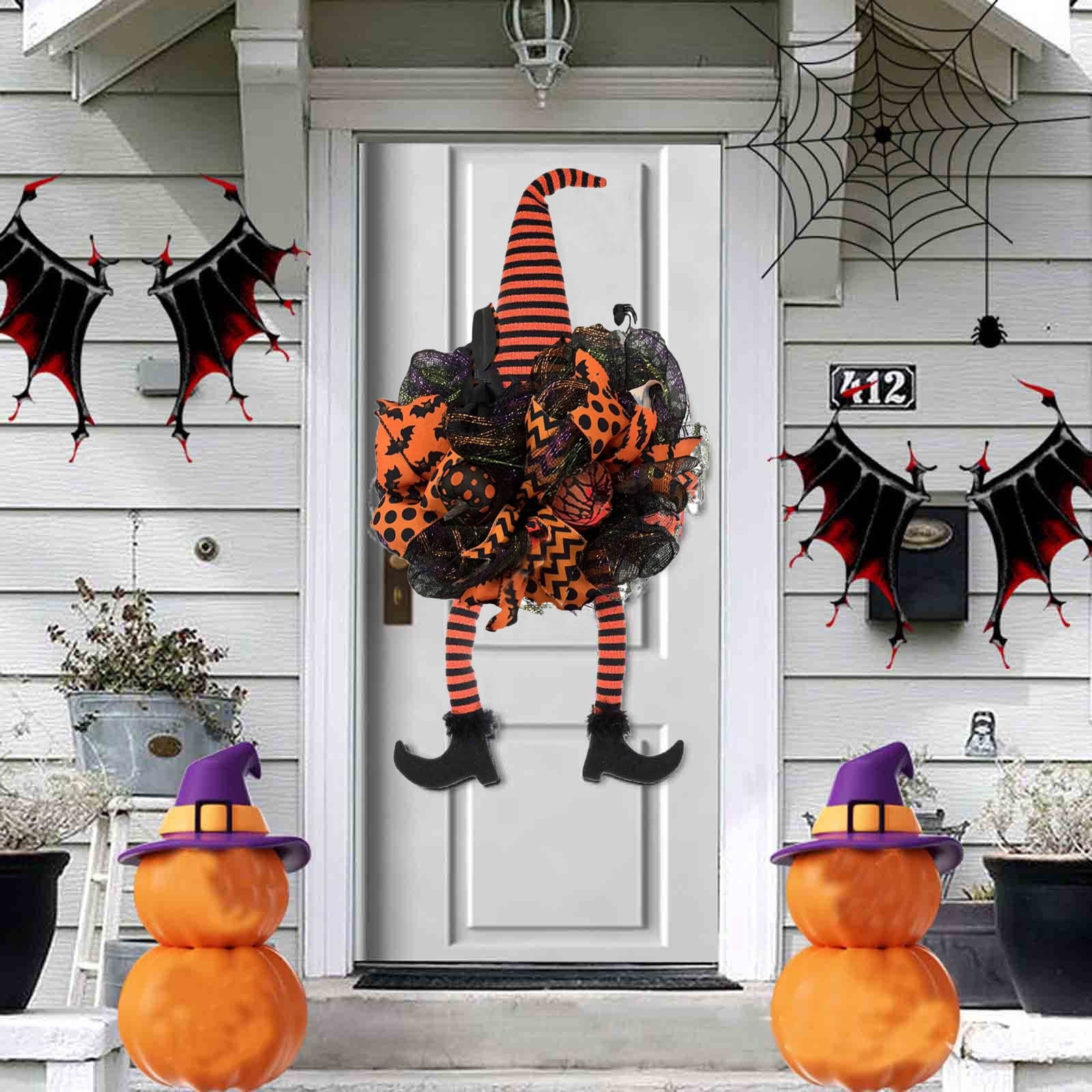 YOTQUSKI Halloween Wreath,Halloween Wreaths For Front Door,Witch Door ...