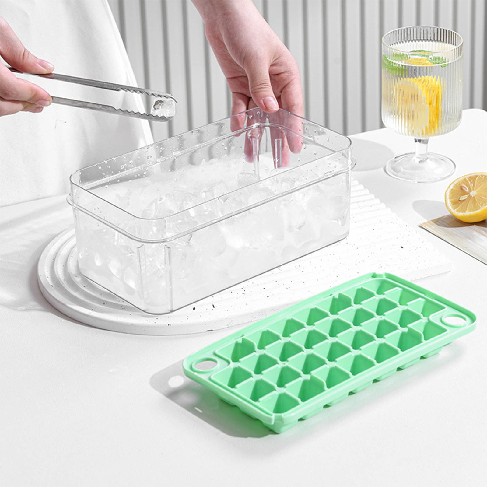 YOTQUSKI Ice Cube Tray with Lid and Bin, Ice Cubes Trays for Freezer ...