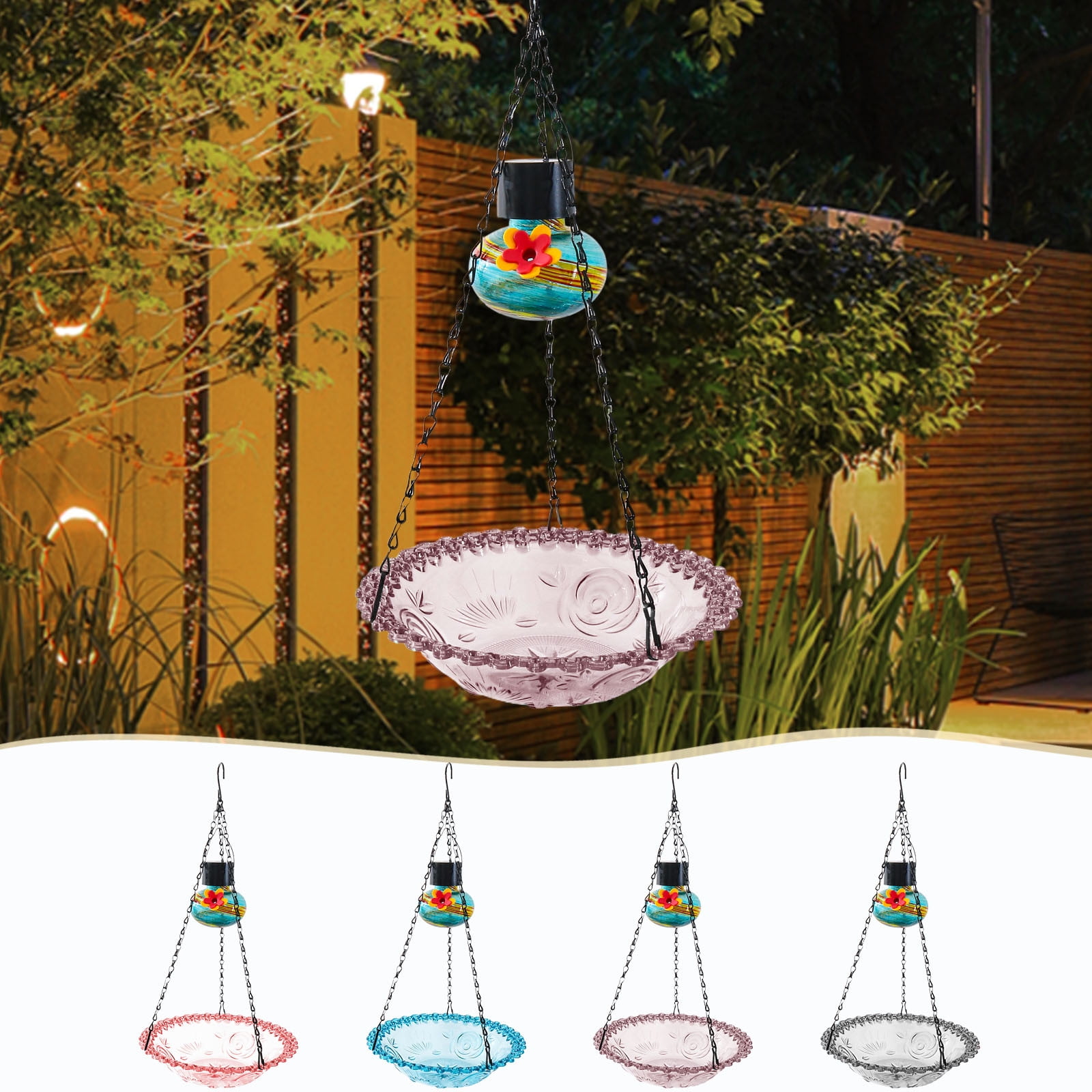 YOTQUSKI Solar Bird Feeder for Outdoors Hanging, Wild Bird Feeders with ...