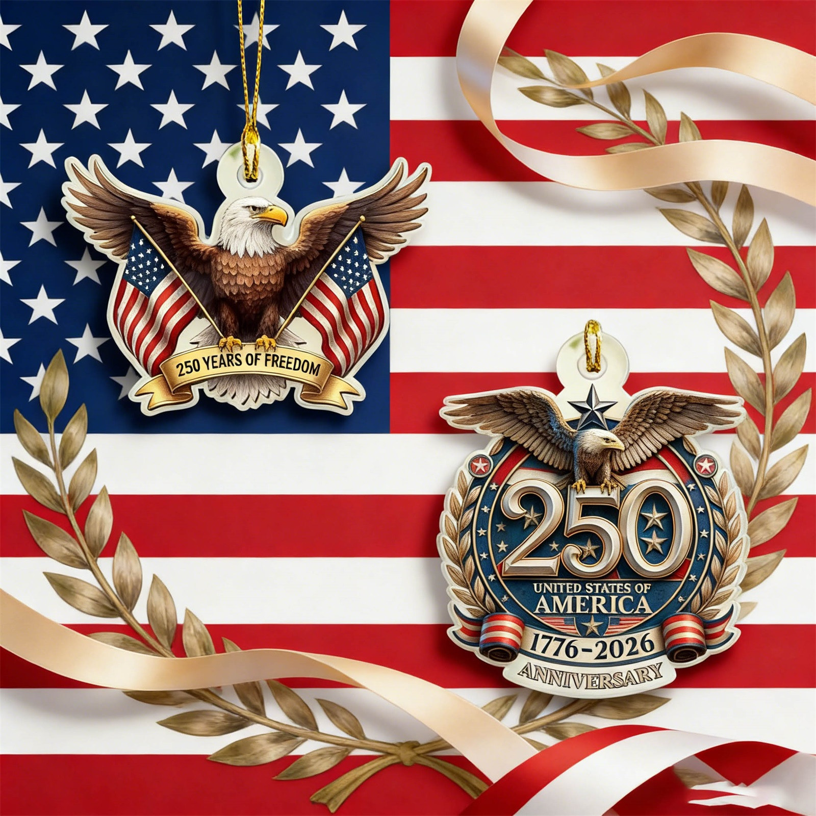 YOTQUSKI Usa 250th Anniversary Ornament, Blessings America Acrylic ...