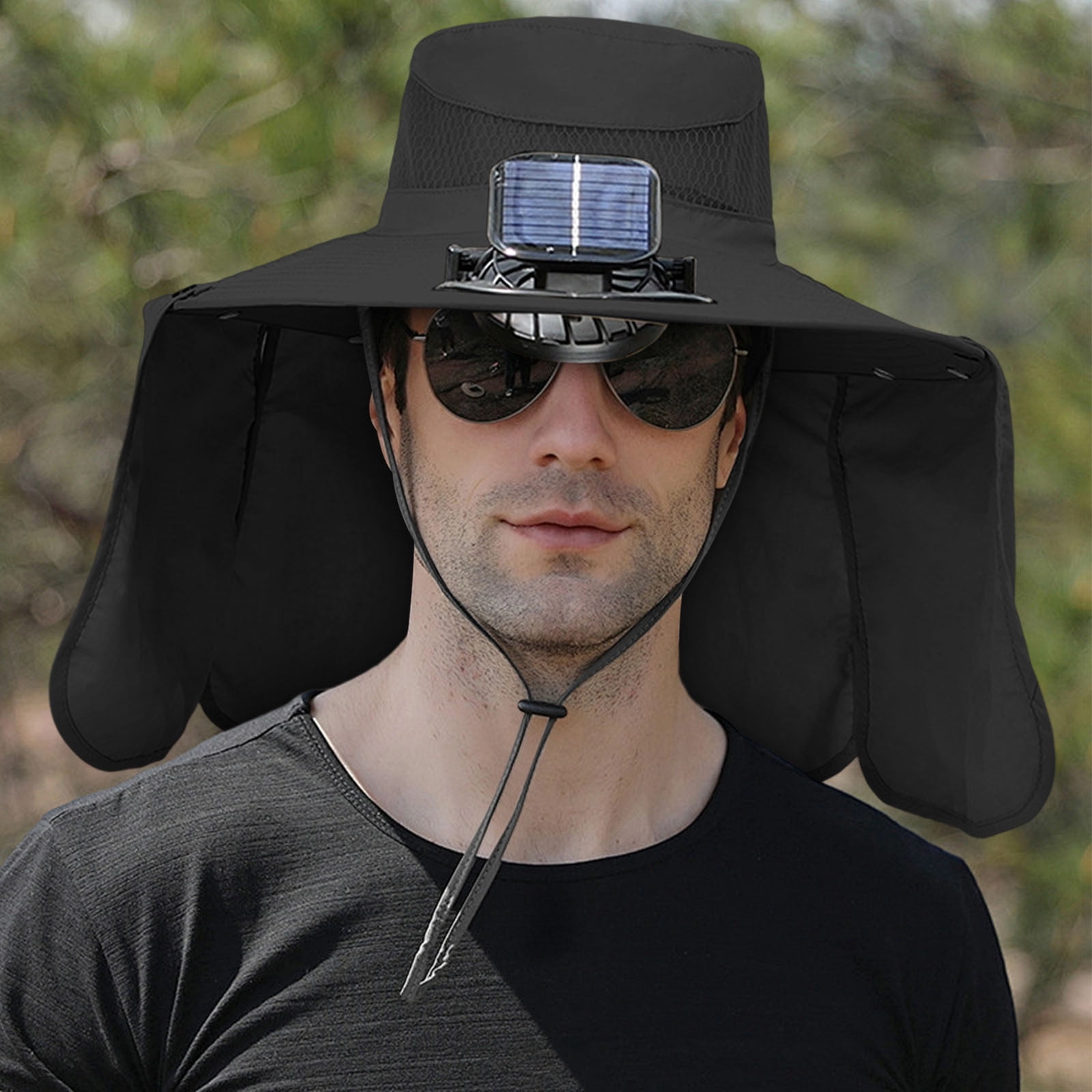 YOTQUSKI Wide Brim Solar Fan Hat, Fishing Hat with 1 Solar Fan, Fan Hat with Rechargeable ...
