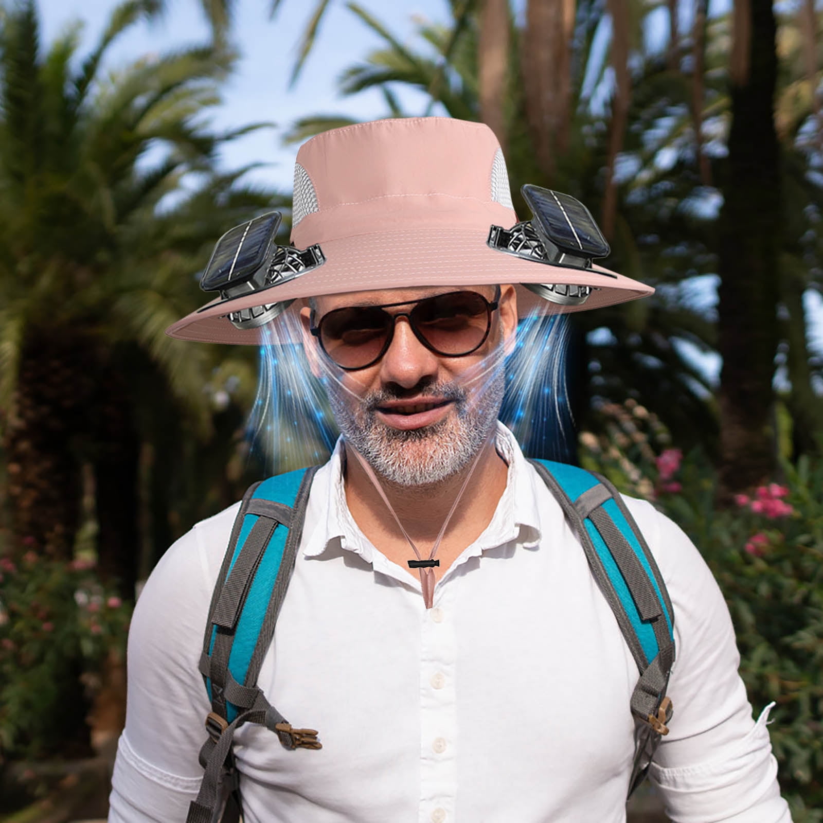 YOTQUSKI Wide Brim Solar Fan Hat, Fishing Hat with 2 Solar Fan, Fan Hat ...