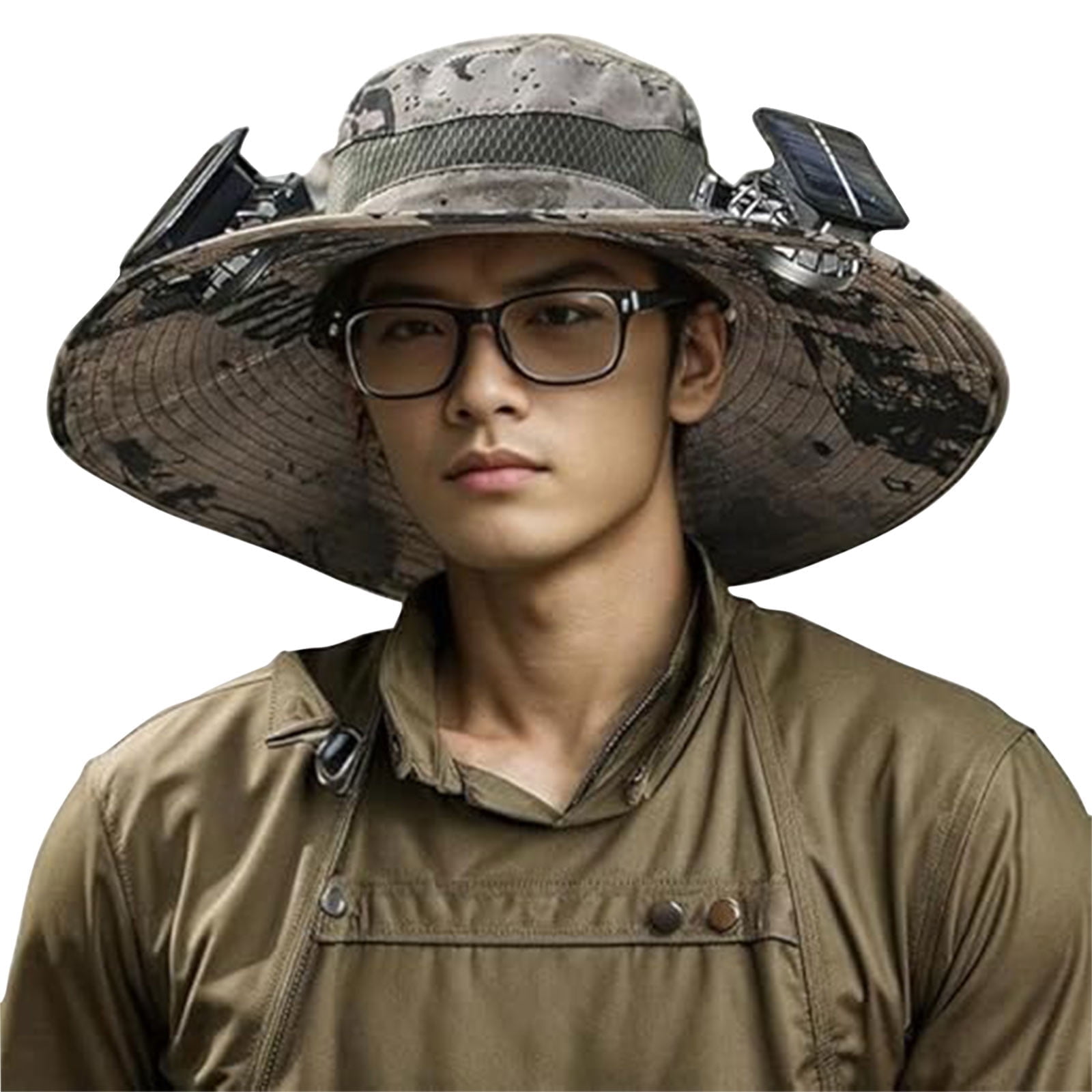 YOTQUSKI Wide Brim Solar Fan Hat, Fishing Hat with 2 Solar Fan, Fan Hat ...