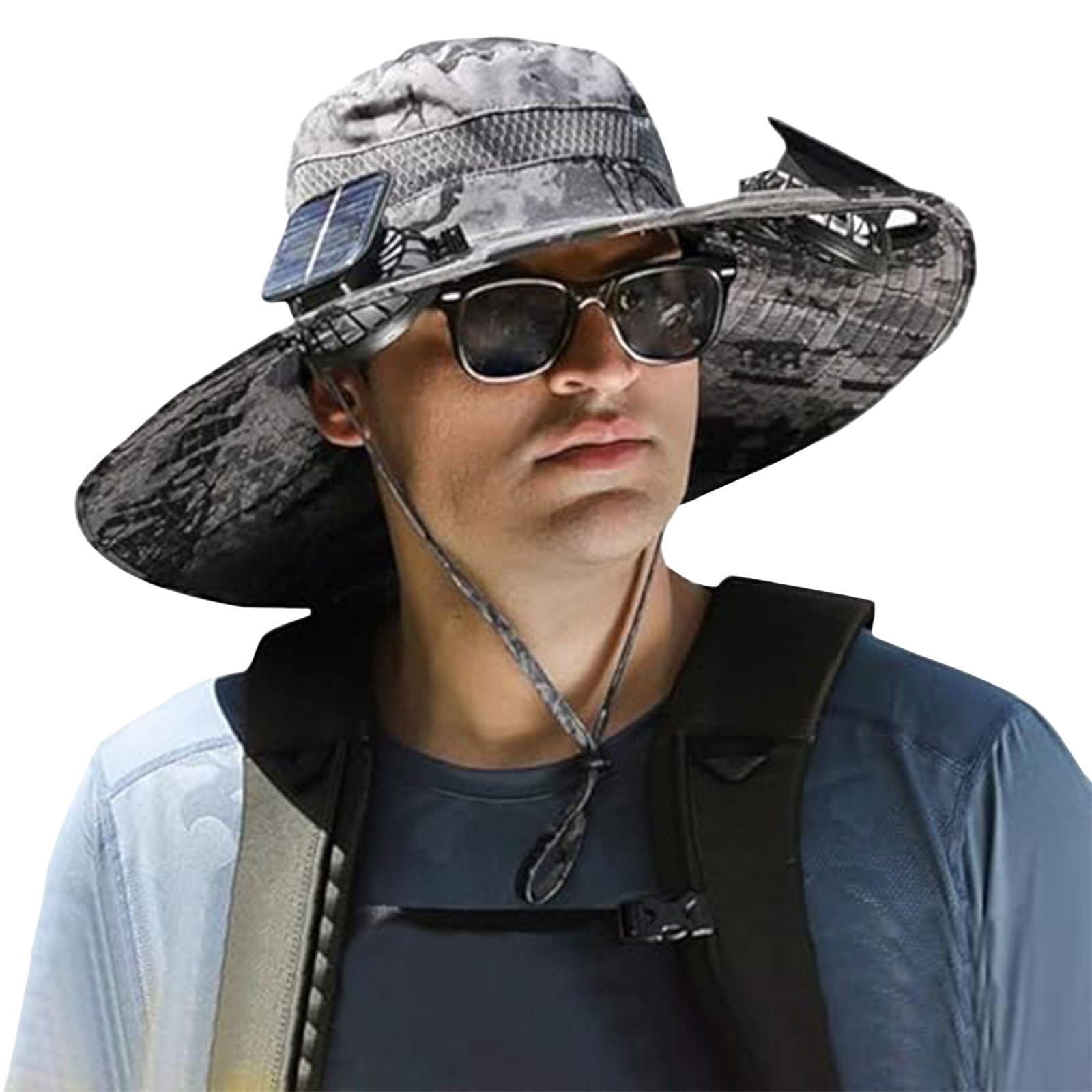 YOTQUSKI Wide Brim Solar Fan Hat, Fishing Hat with 2 Solar Fan, Fan Hat ...