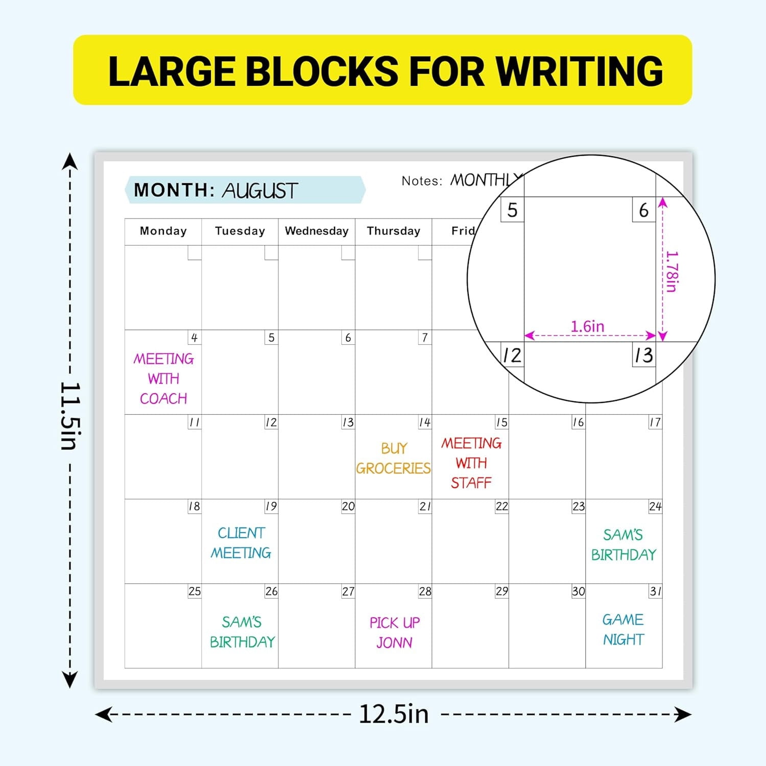 YOTQUSKI Wipe off Calendar for Wall, Whiteboard Calendar for Wall ...