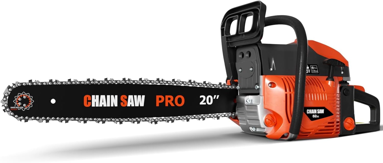YOTREE 20 Inch Gas Chainsaw, 62CC Professional Chainsaw with 2-Stroke ...