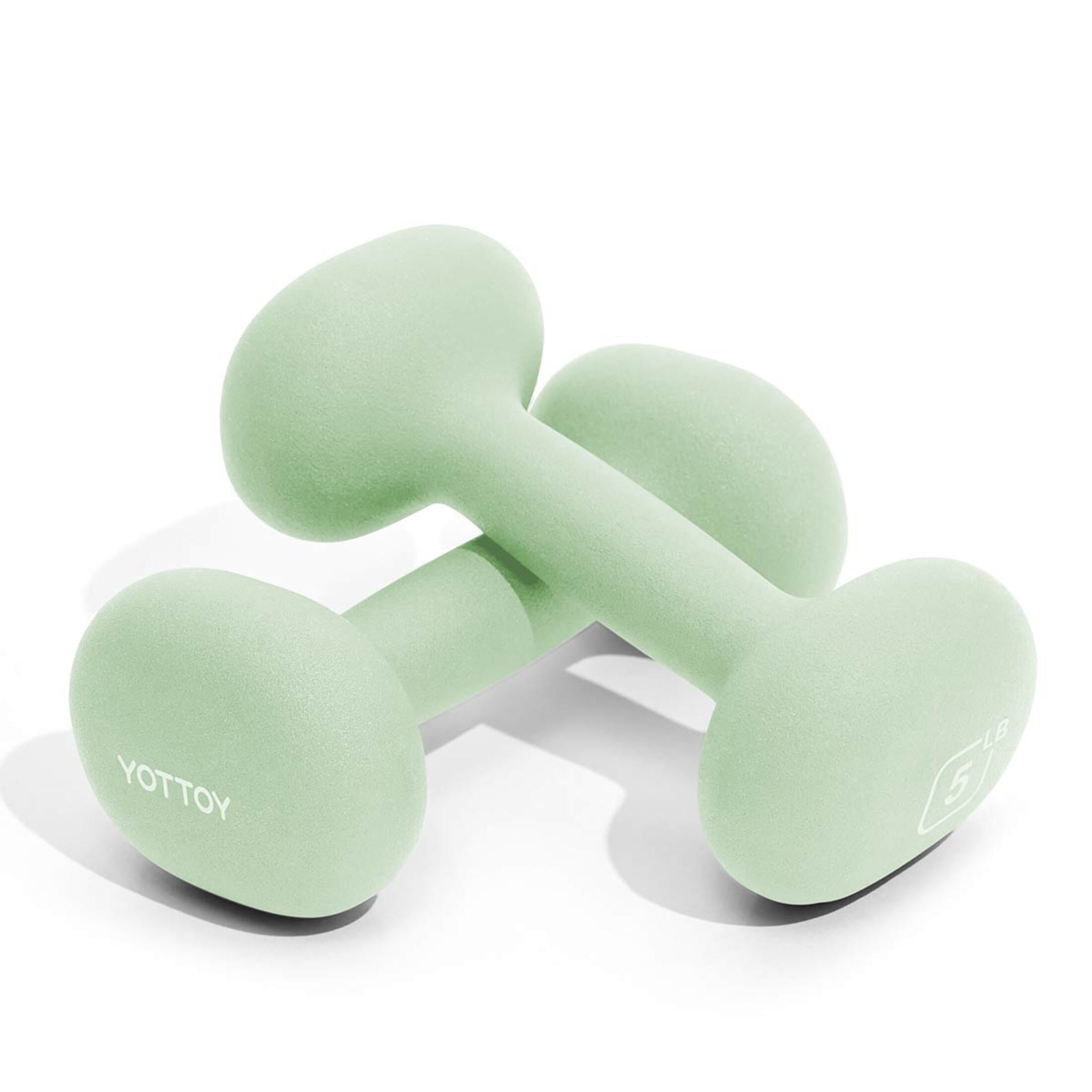 YOTTOY Dumbbell Set of 2 — 5 lb Each (10 lb Pair) Green Non-Slip Hand ...