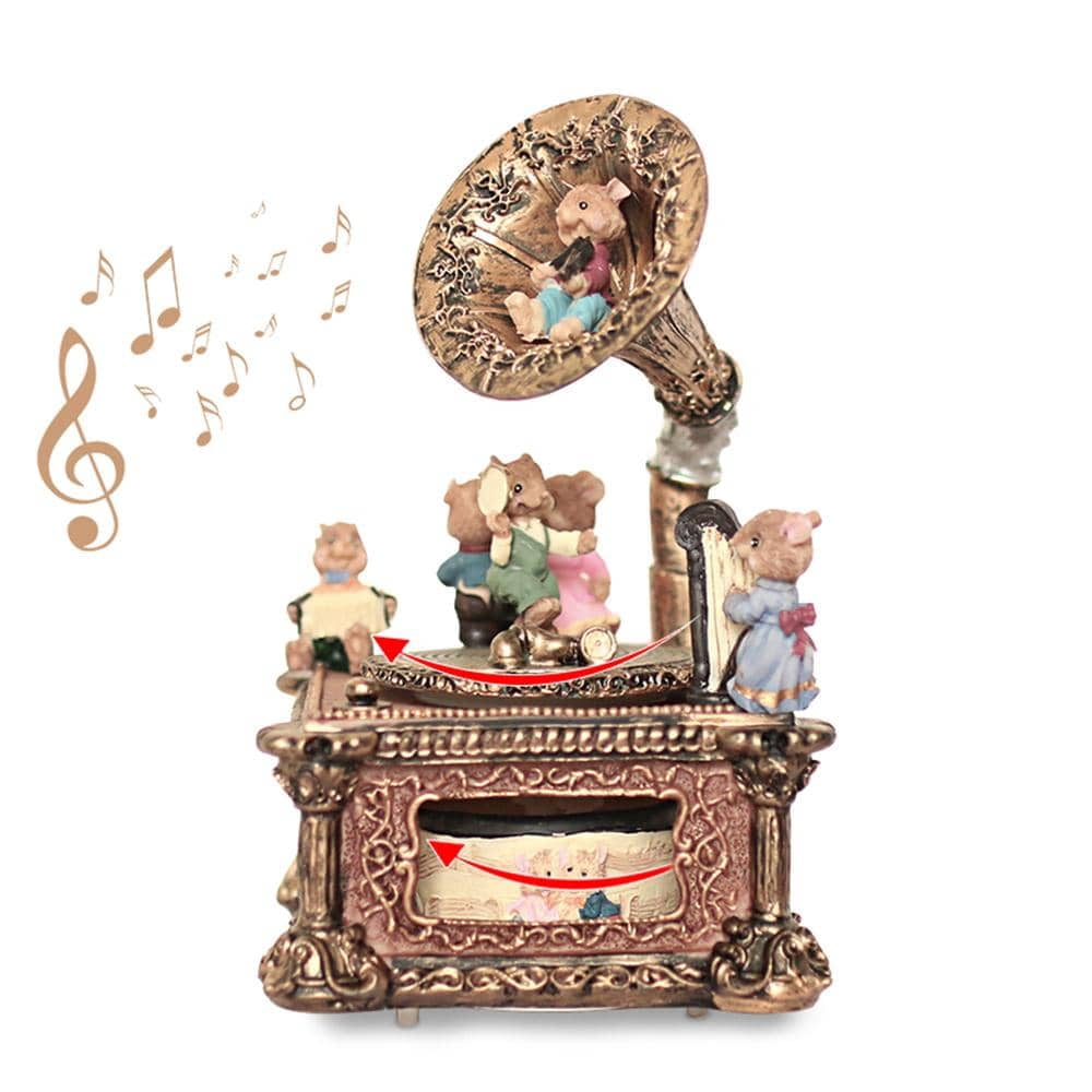 FOR YOU Gift Wrapped Music Box Vintage Mouse Record Player Musical ...