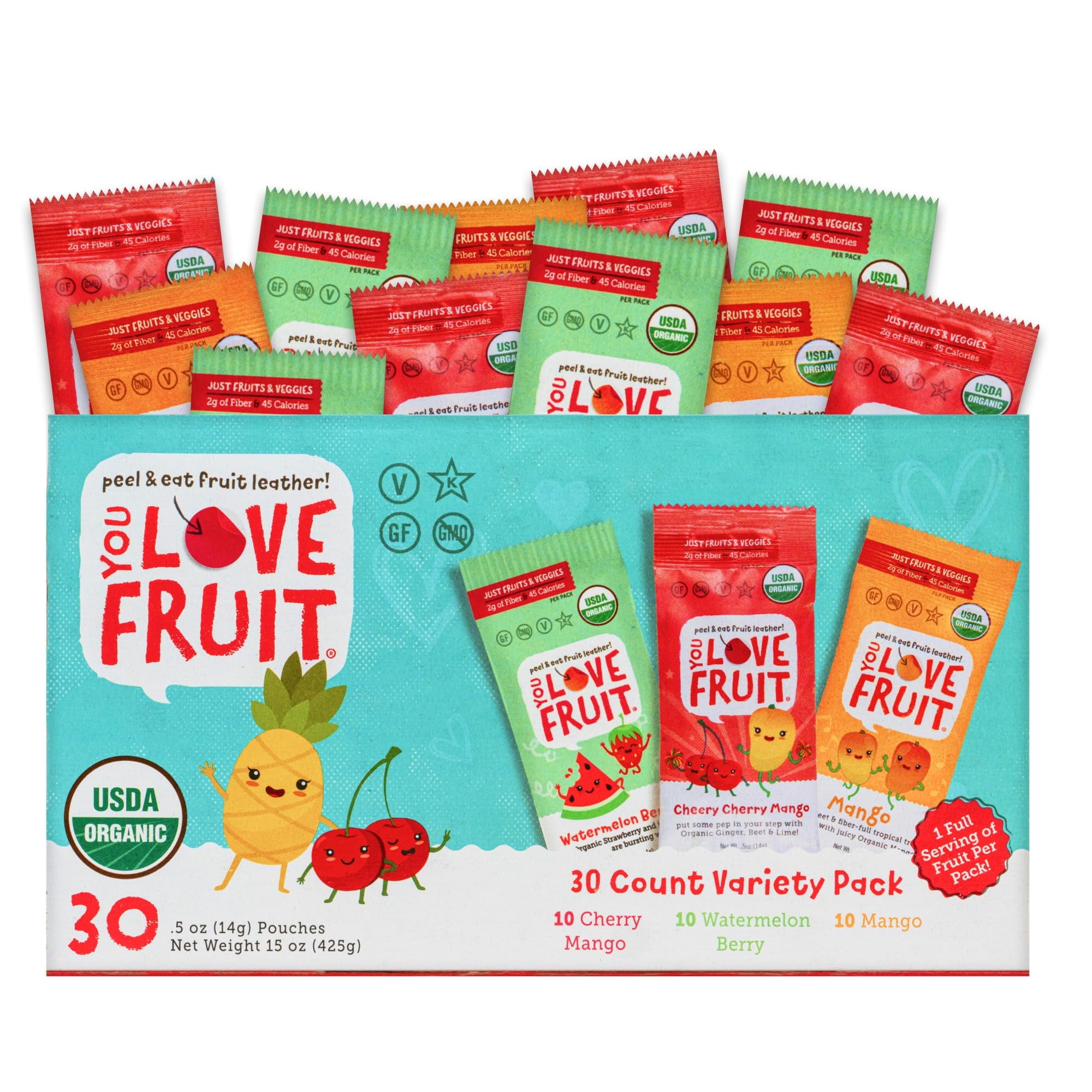 YOU LOVE FRUIT - Fruit Snacks Variety Pack 30 count 100% Natural Gluten ...