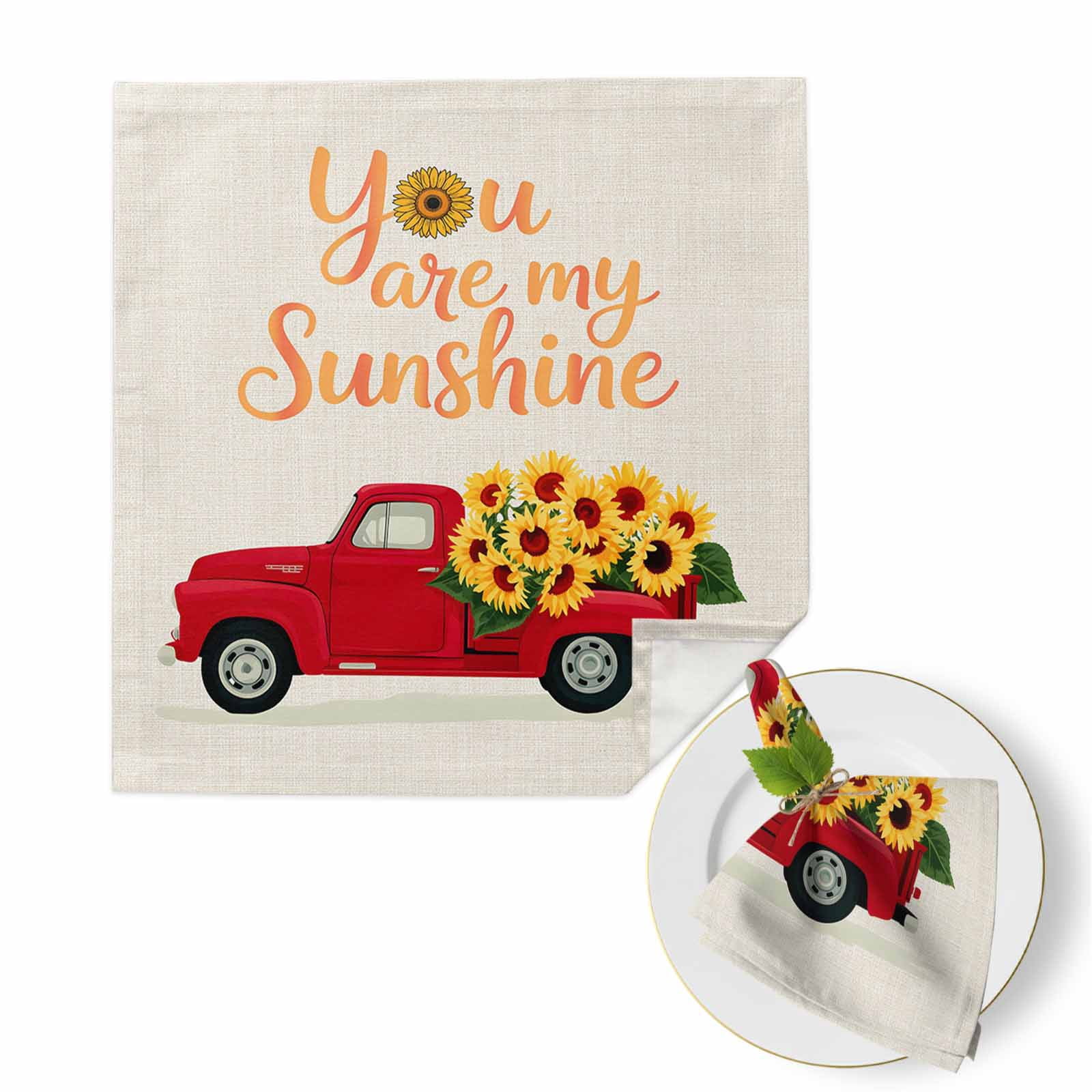 YOU ARE MY SUNSHINE Cloth Napkins Set of 1 Valentine's Day Red Car ...