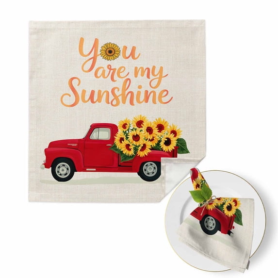 YOU ARE MY SUNSHINE Cloth Napkins Set of 1 Valentine's Day Red Car ...