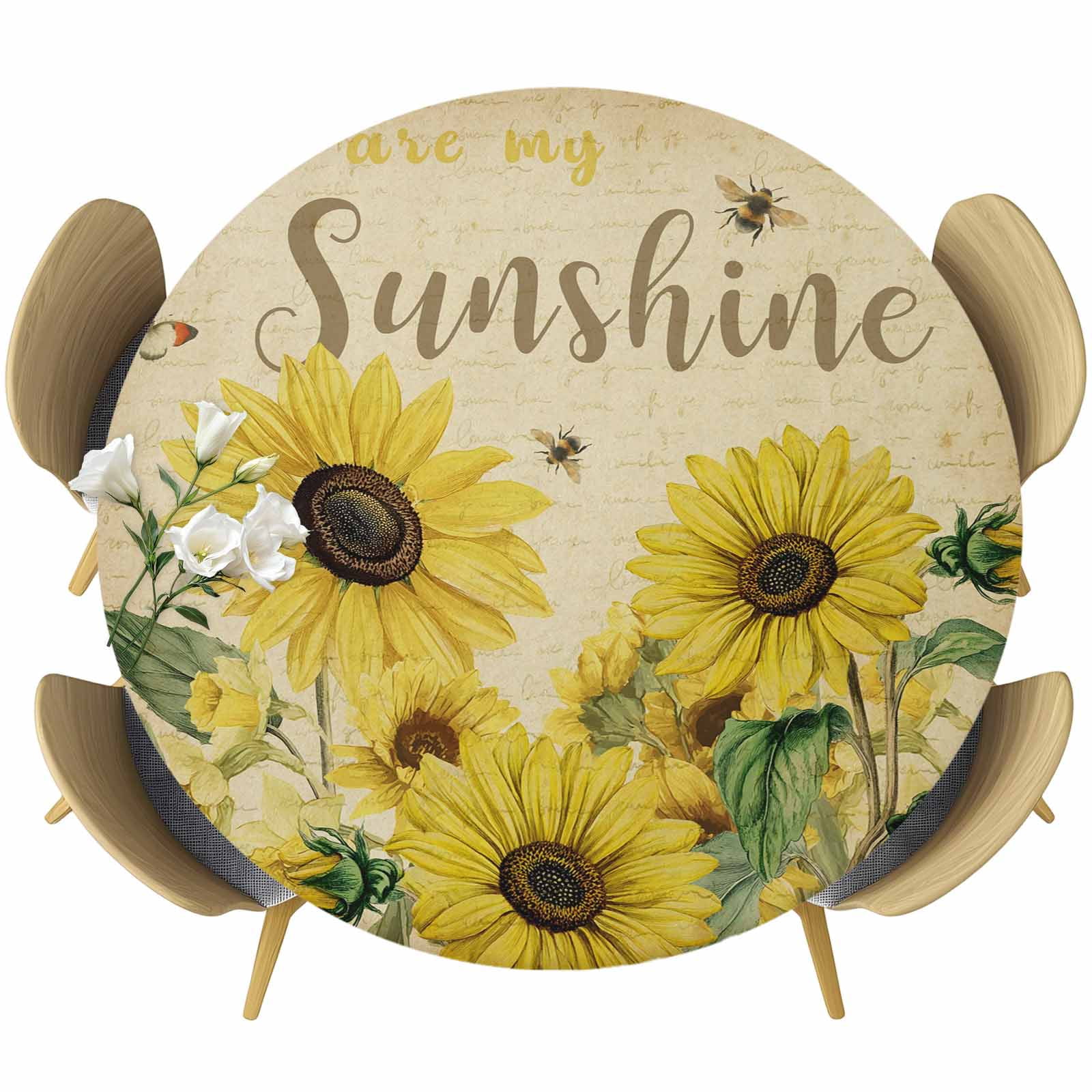YOU ARE MY SUNSHINE Round Fitted Tablecloth with Elastic Edge ...