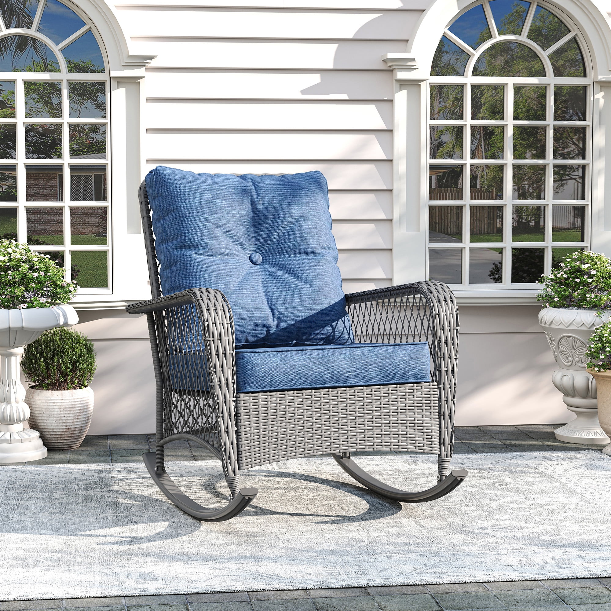 YOUDENOVA 1 Piece Patio Furniture Set, Wicker Rocking Chairs with ...