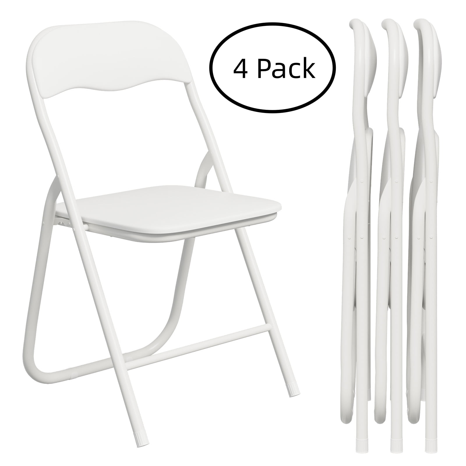 YOUDENOVA Folding Chairs 4-Pack, Padded PU Leather Seat, Heavy Duty ...