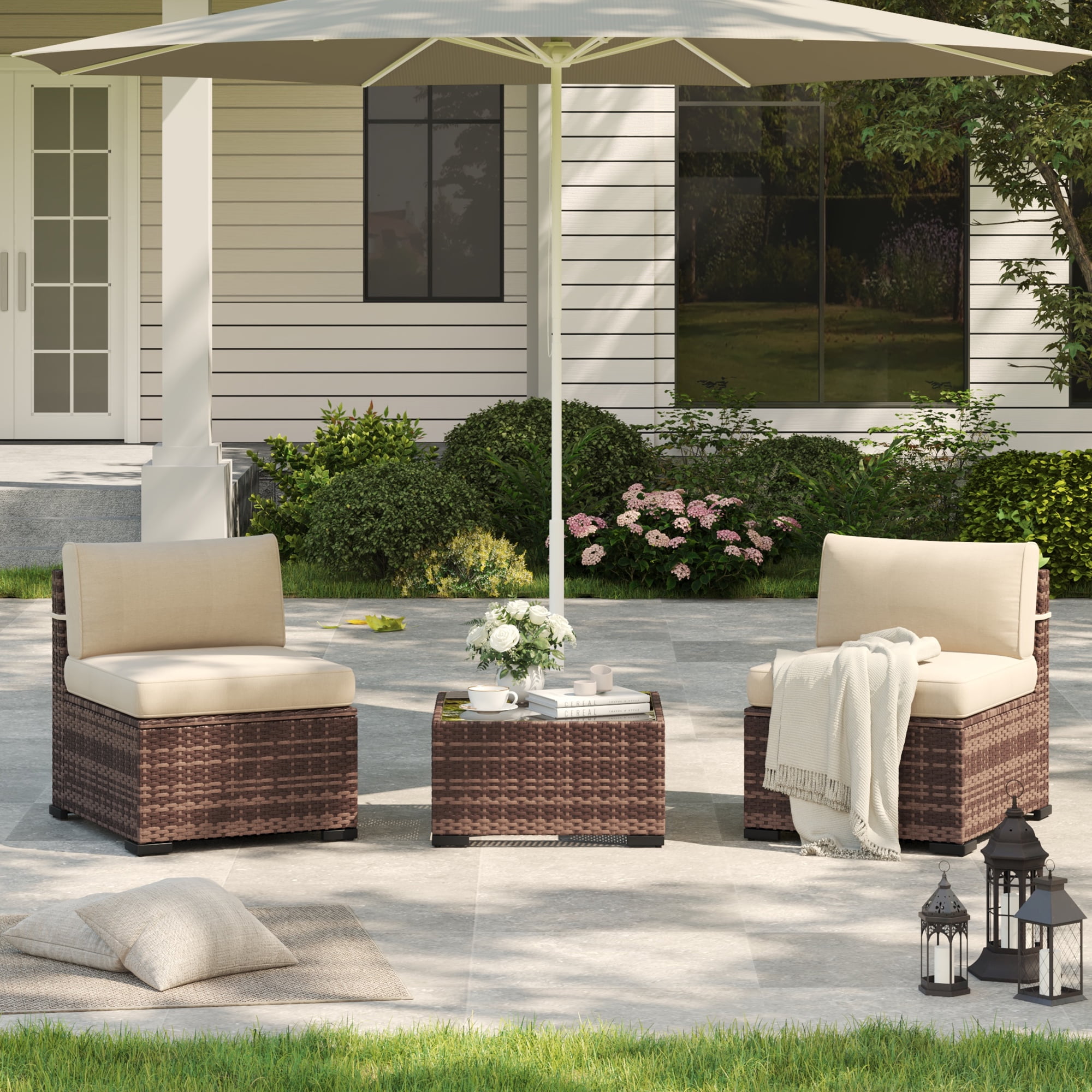 YOUDENOVA Patio Furniture Set, Outdoor Sectional Sofa Set with ...