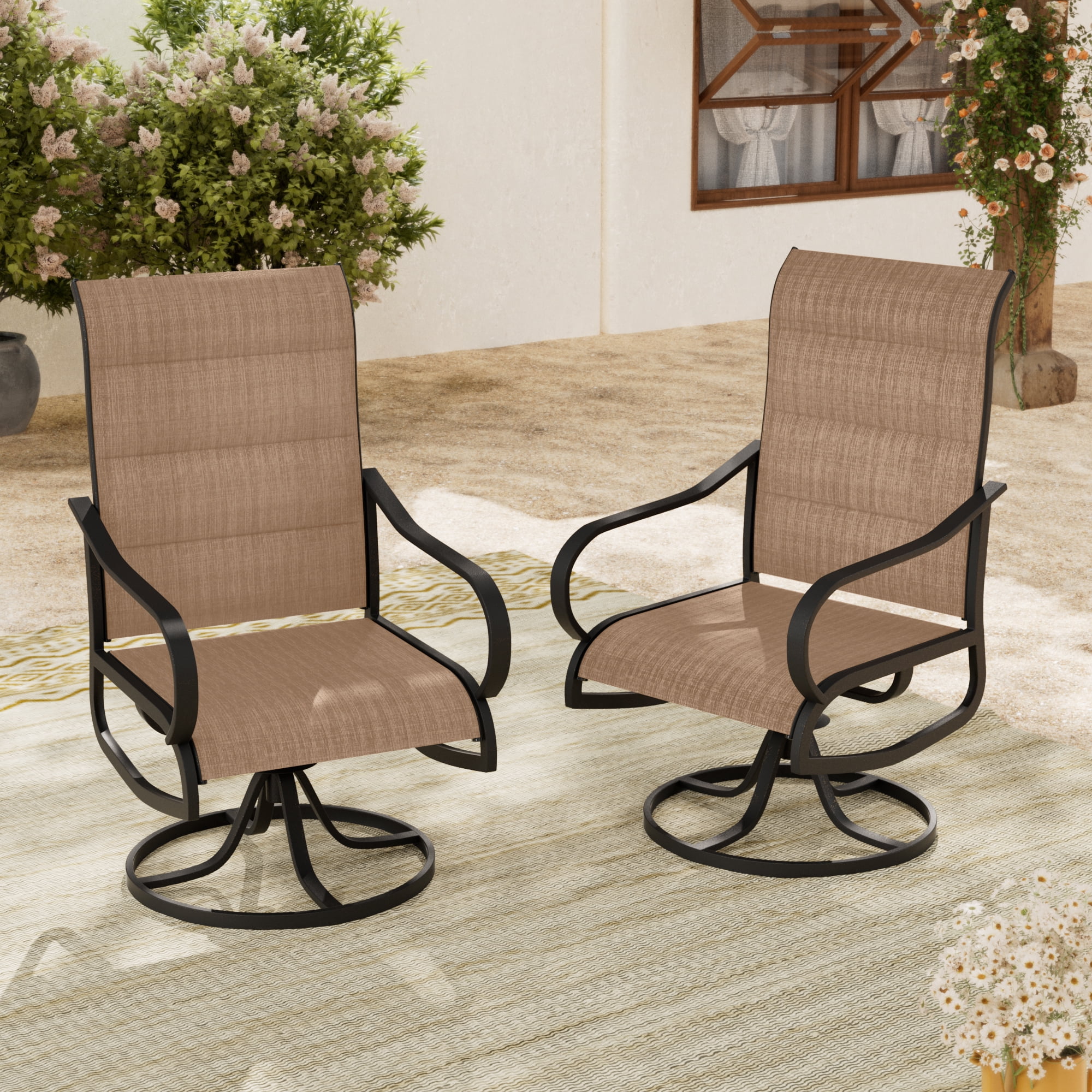 YOUDENOVA Patio Padded Swivel Chairs, Outdoor Dining Chairs High Back ...