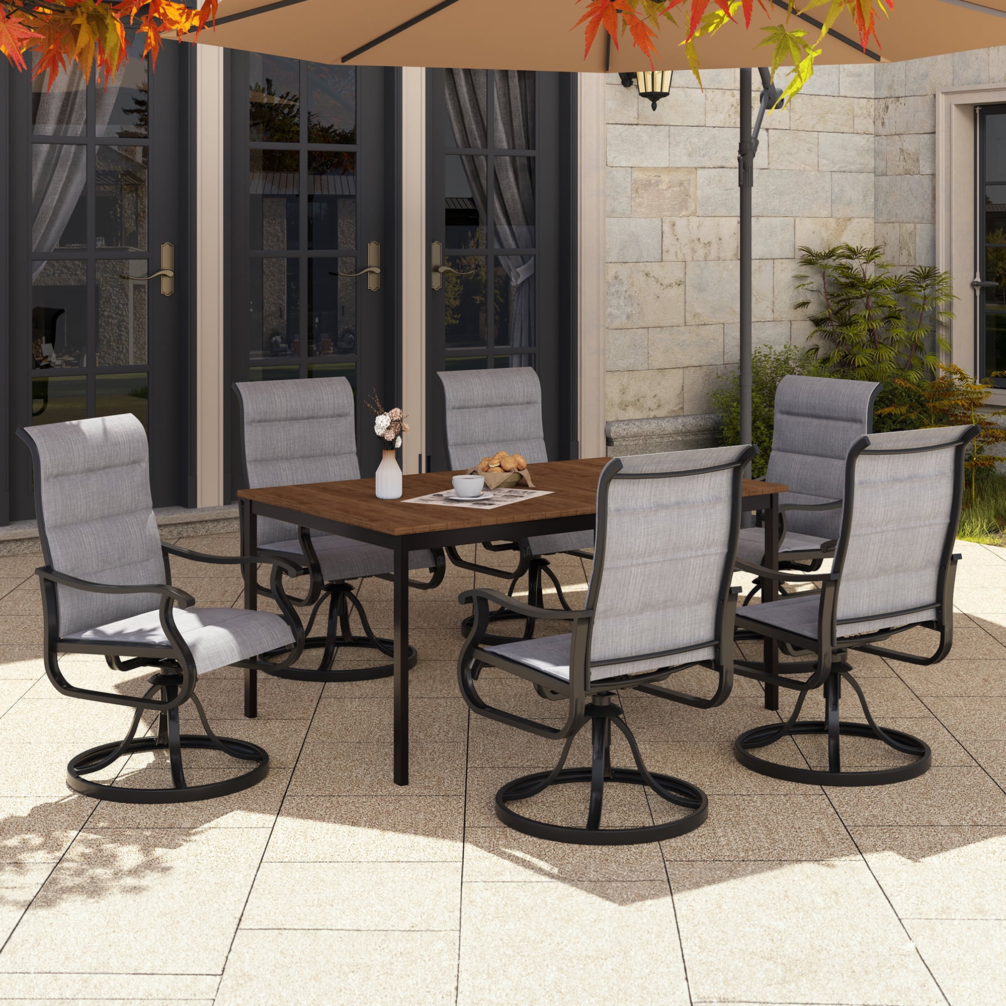 YOUDENOVA Patio Swivel Dining Chairs Set of 2/4/6, High Back Outdoor ...