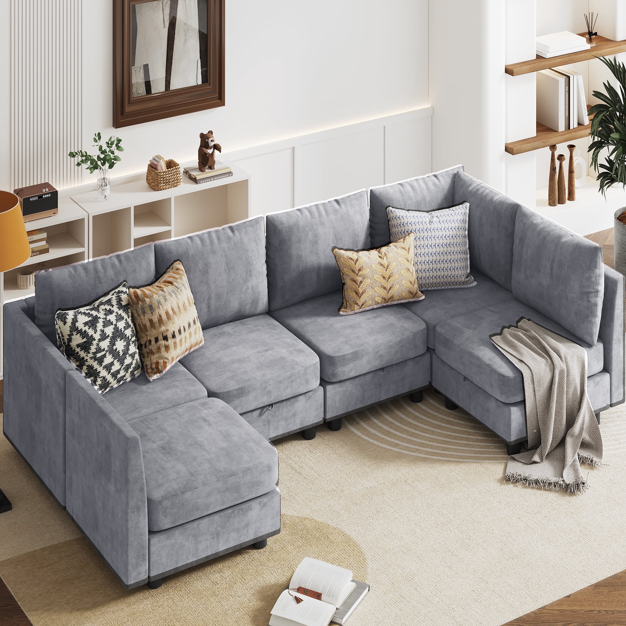 YOUDENOVA Sectional Sleeper Sofa, 6 Seats Modular Convertible Sectional ...