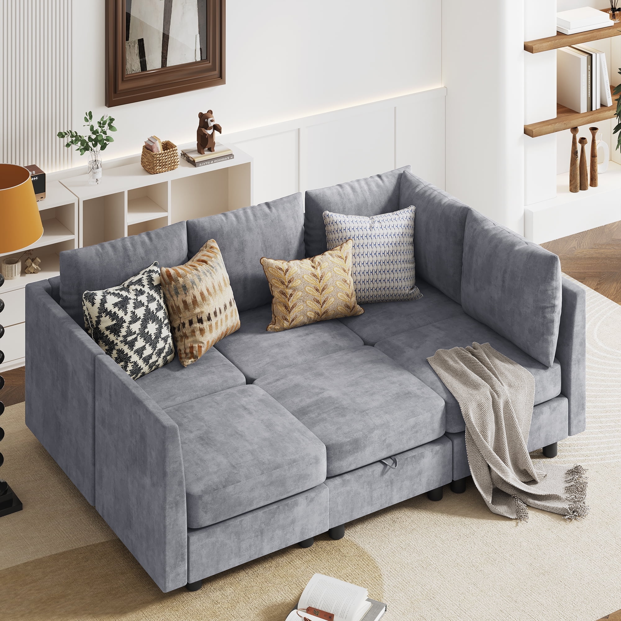 YOUDENOVA Sectional Sleeper Sofa, 6 Seats Modular Convertible Sofa Bed ...