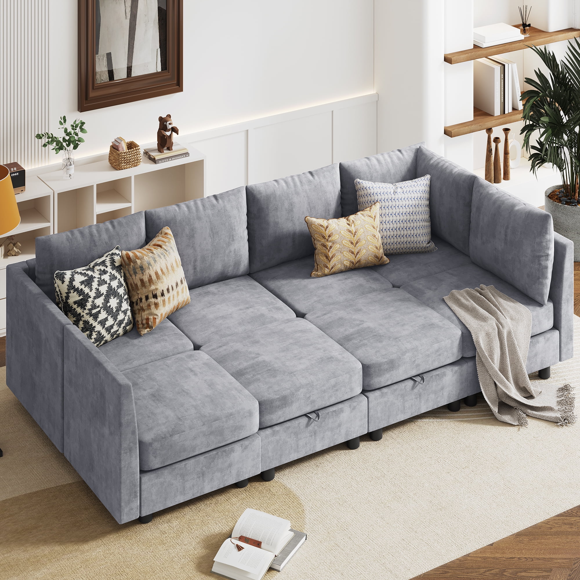 YOUDENOVA Sectional Sleeper Sofa, 8 Seats Modular Convertible Sofa Bed ...