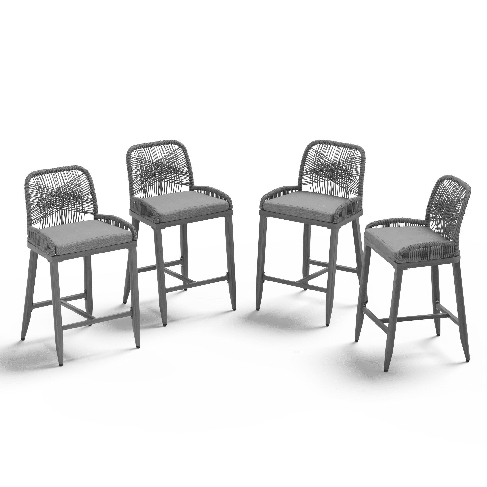 YOUDENOVA Set of 2/4/6 Aluminum Wood Grain Bar Stools, Upholstered ...