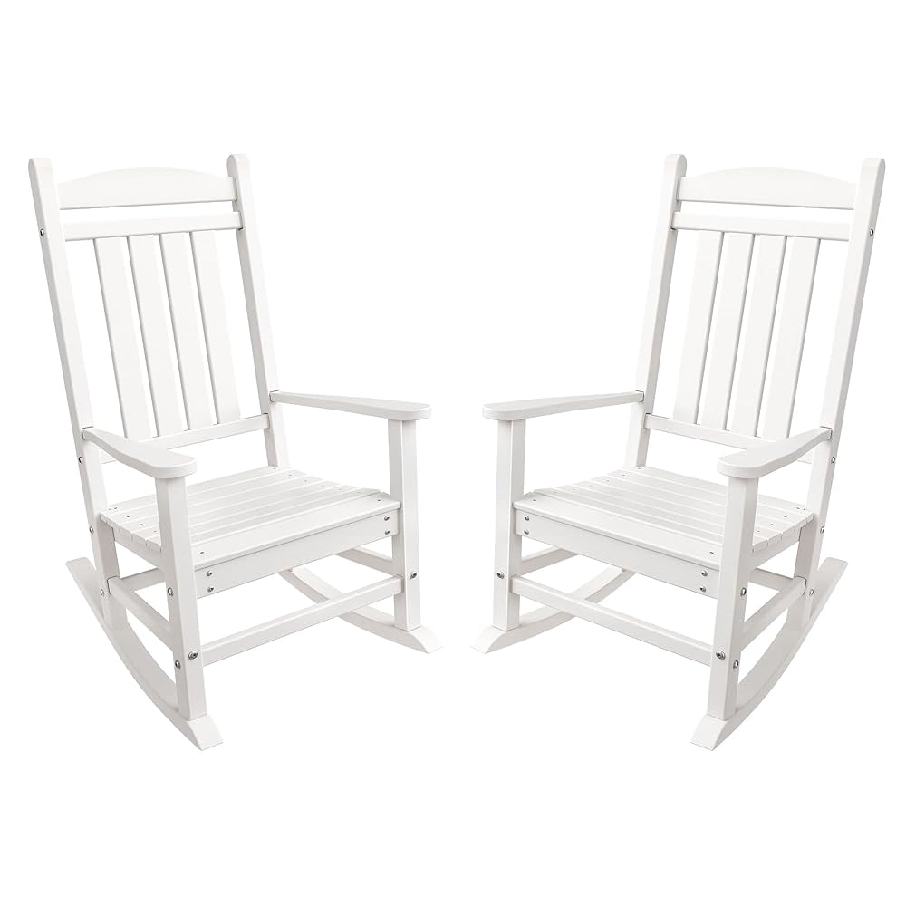 YOUDENOVA Set of 2 Polywood HDPE Outdoor Rocking Chairs, High Back ...