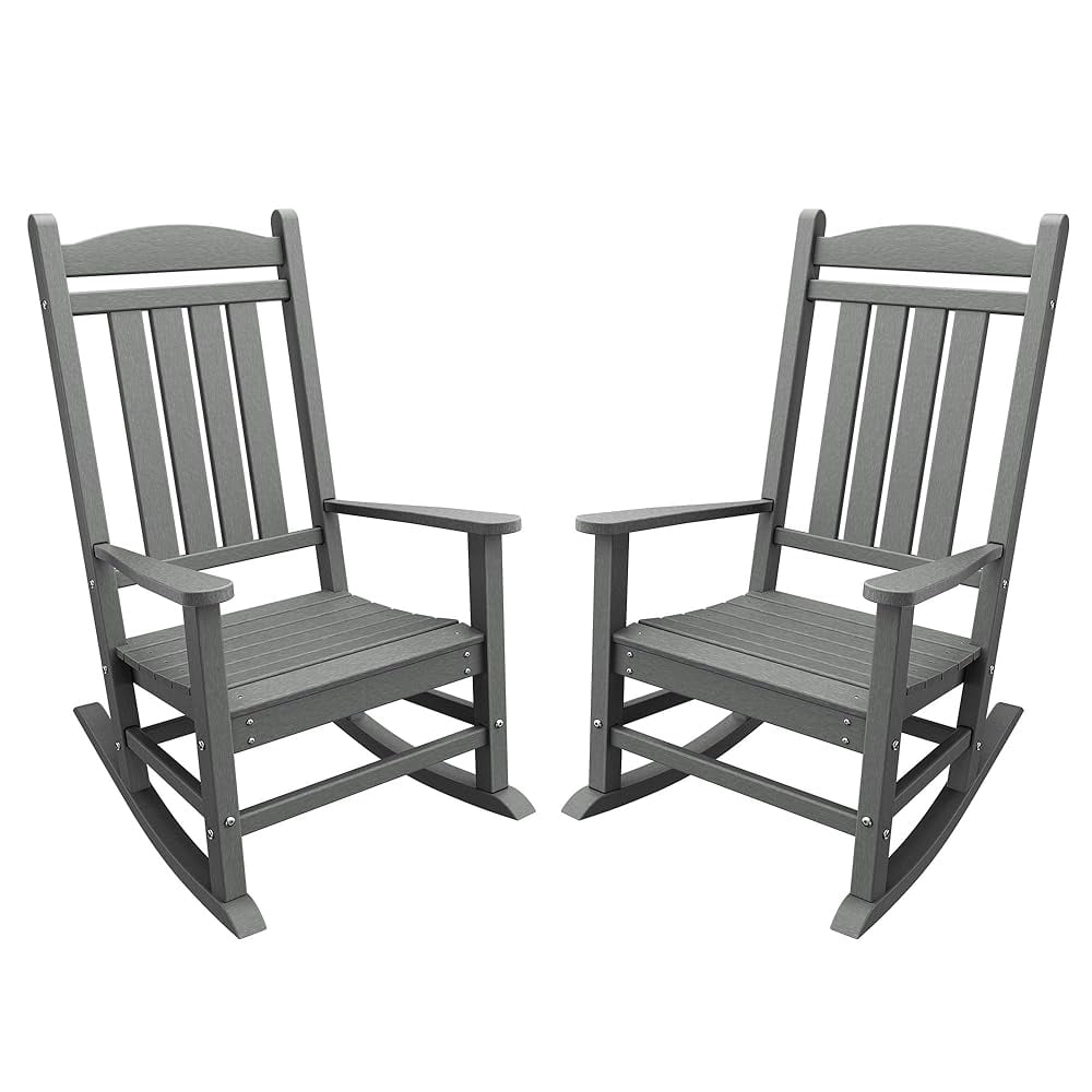 YOUDENOVA Set of 2 Polywood HDPE Outdoor Rocking Chairs, High Back ...