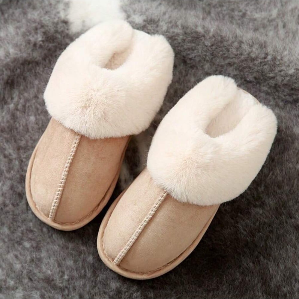 Yougu Slipper with Fluffy Soft Warm Loafer, Flat Heel Platform Closed ...