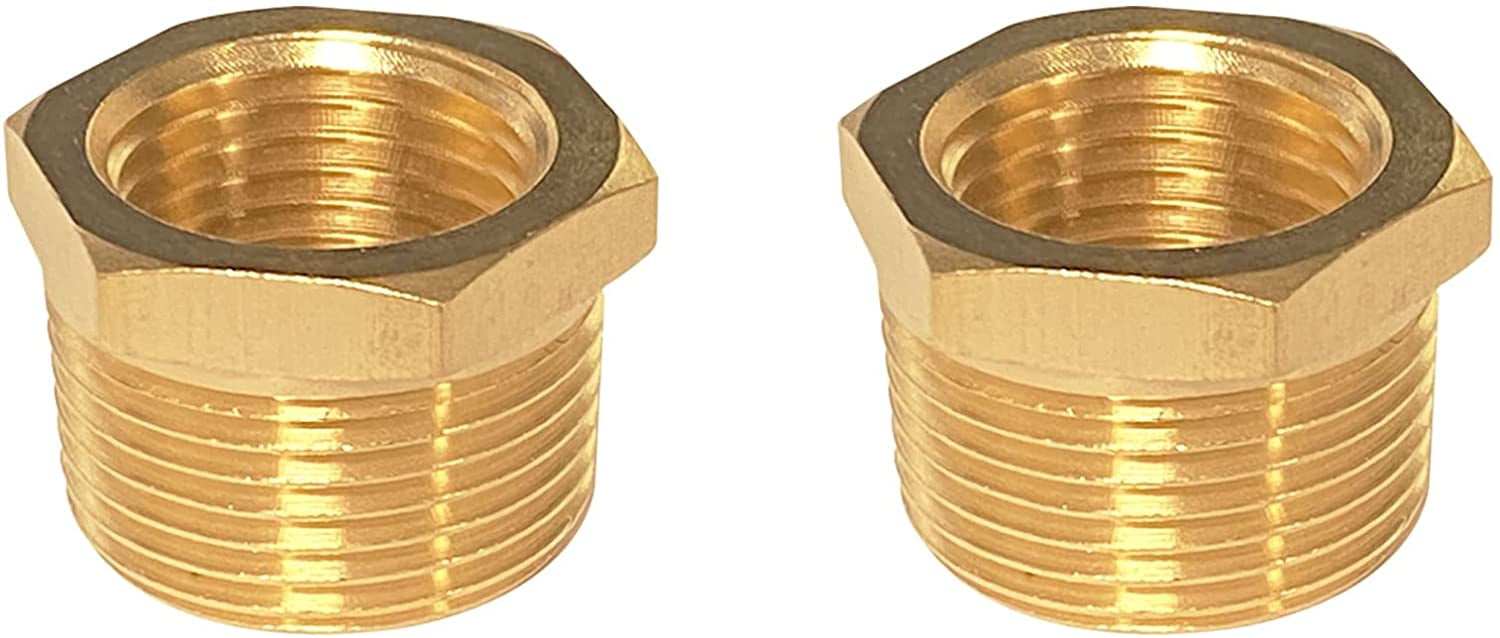 YOUHO 3/4" NPT Male x 1/2" NPT Female Brass Reducer Hex Bushing - 2 Piece - Walmart.com