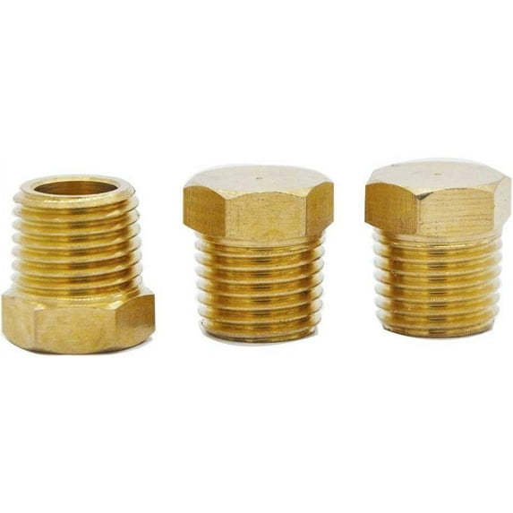 YOUHO Brass Pipe Fitting Hex Head Plug, 1/4" NPT Male, 1200psi High ...