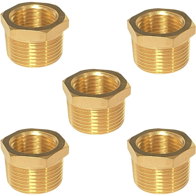 YOUHO Brass Pipe Hose Hex Head Bushing Adapter Convert 3/4 NPT Male x 3 ...