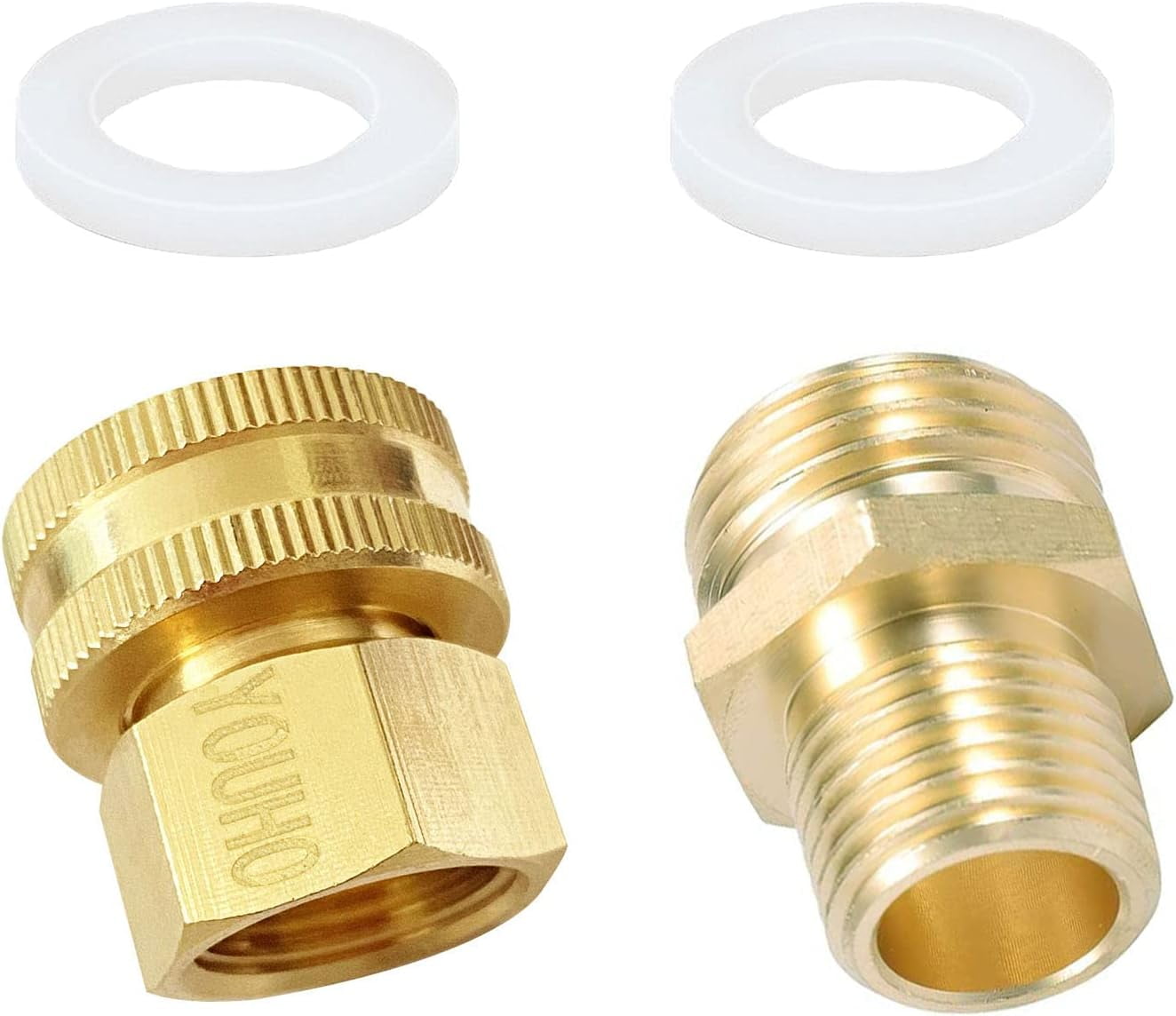 YOUHO Garden Hose Adapter 3/4" GHT to 1/2" NPT Fitting Connect, Green ...