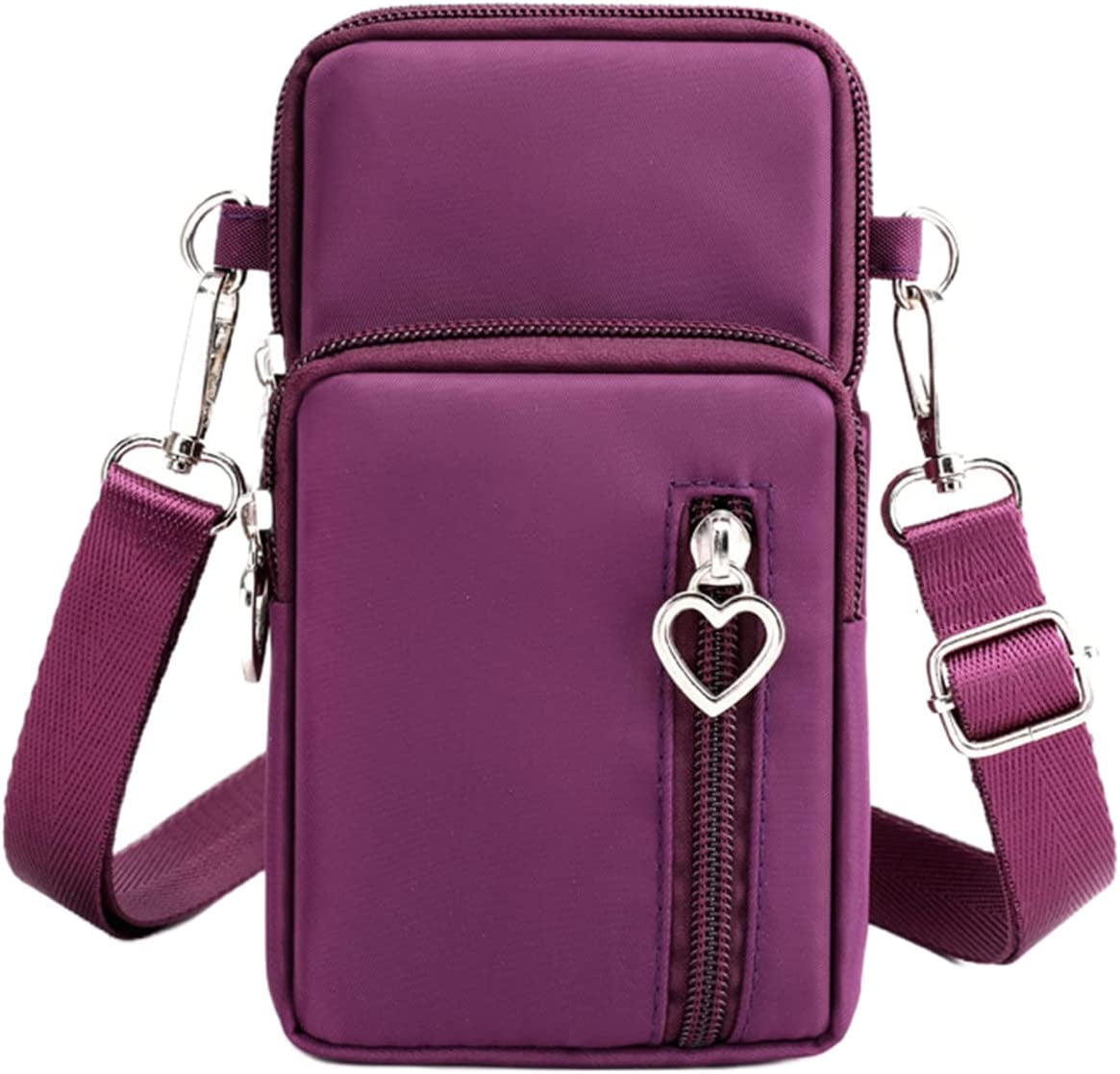 YOUI-GIFTS 3-Layers Crossbody Bag Cellphone Pouch Armband Wallet Nylon ...